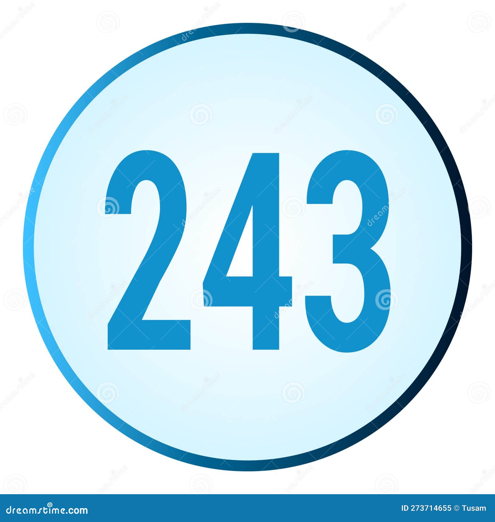 Number 243 Symbol or Logo with Round Frame in Blue Gradient Color Stock ...