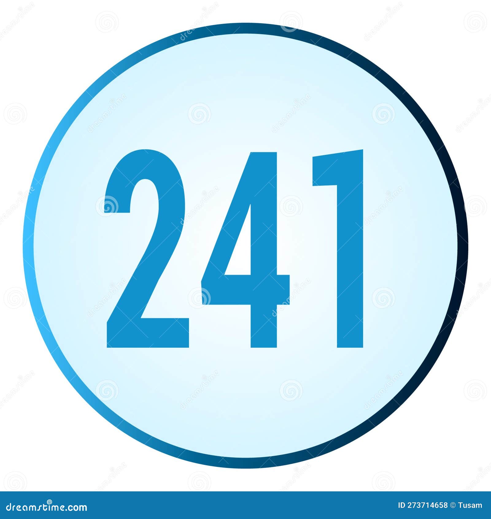 Number 241 Symbol or Logo with Round Frame in Blue Gradient Color Stock ...