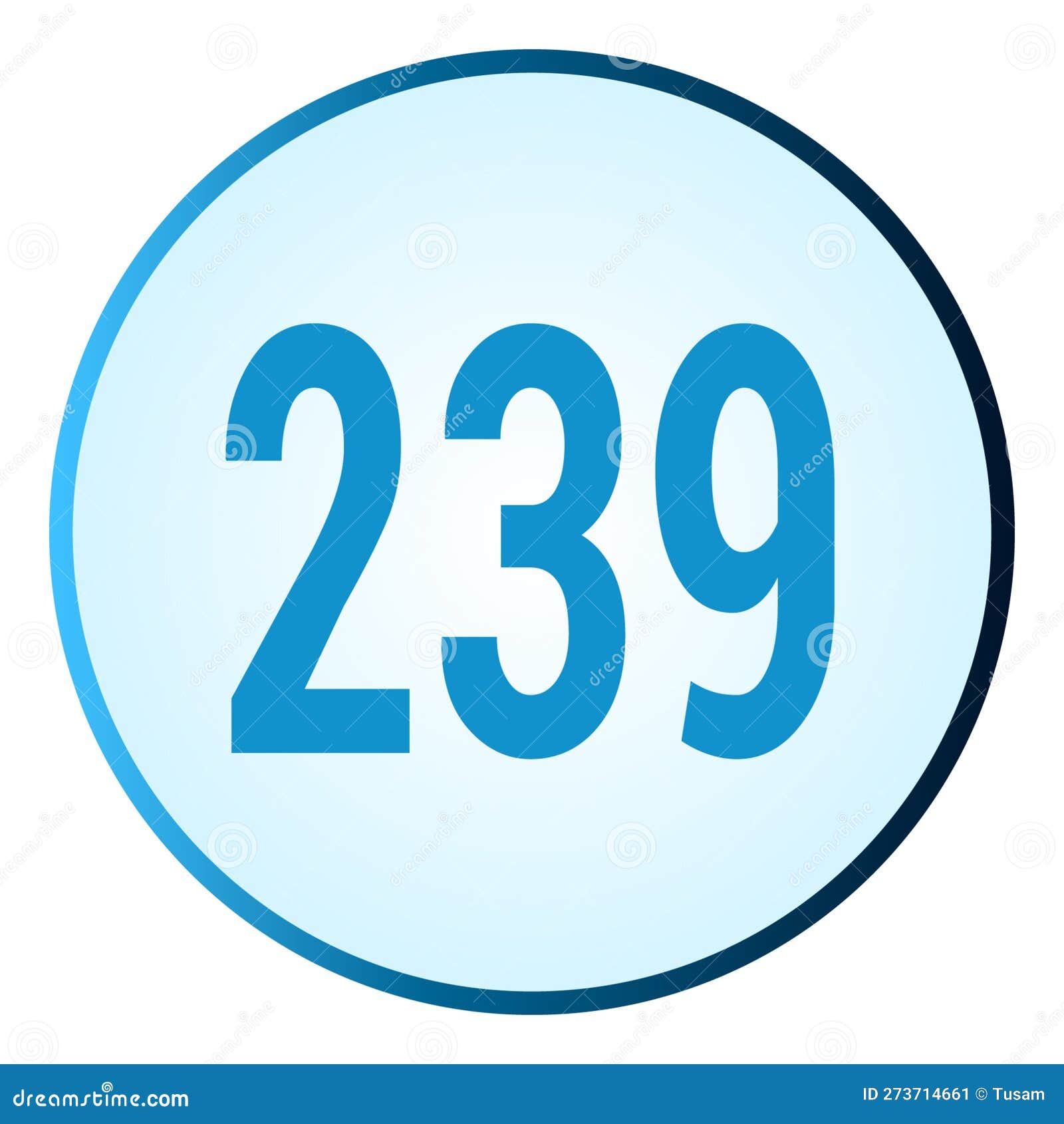 Number 239 Symbol or Logo with Round Frame in Blue Gradient Color Stock ...