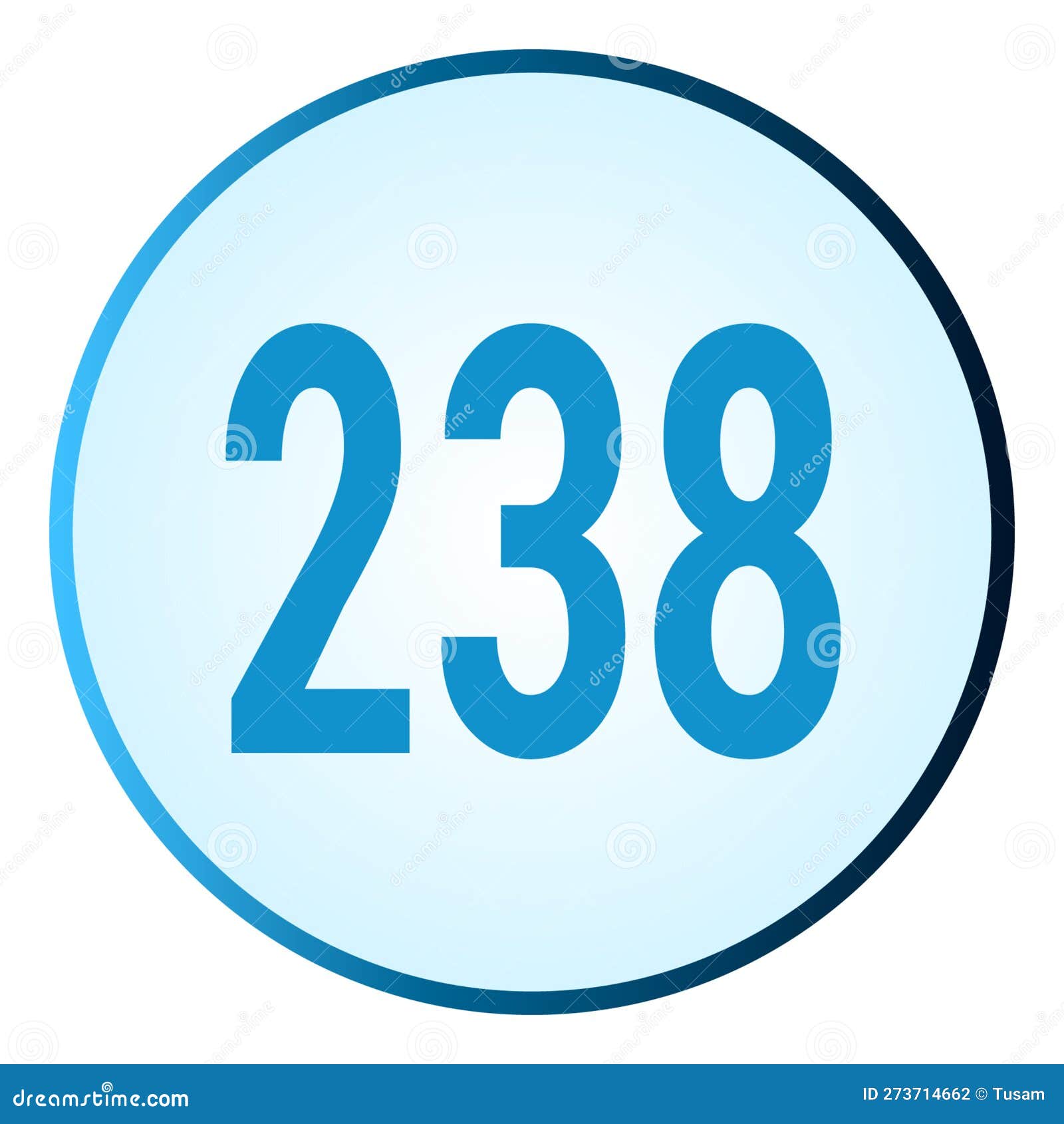 Number 238 Symbol or Logo with Round Frame in Blue Gradient Color Stock ...