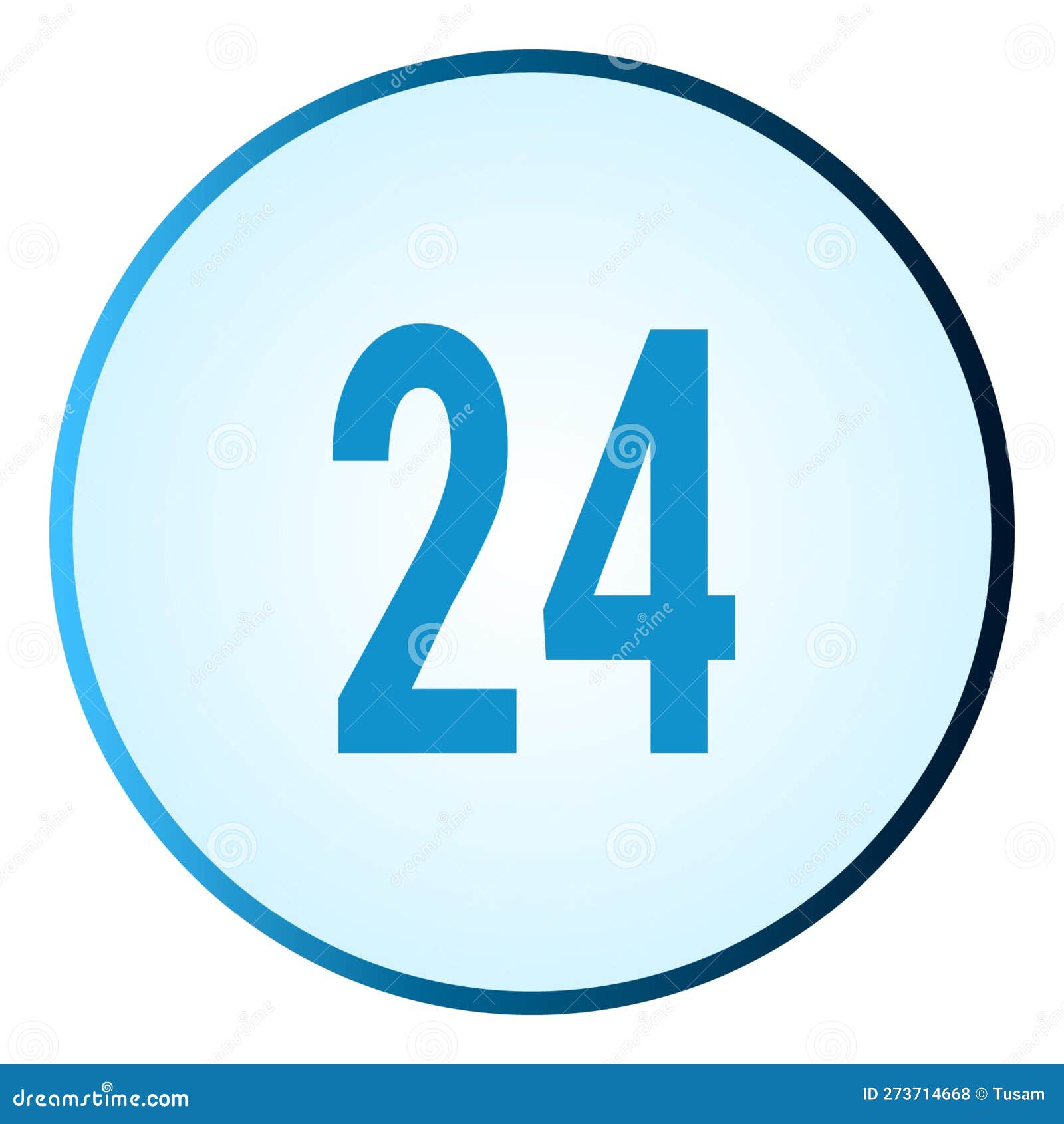 Number 24 Symbol or Logo with Round Frame in Blue Gradient Color Stock ...