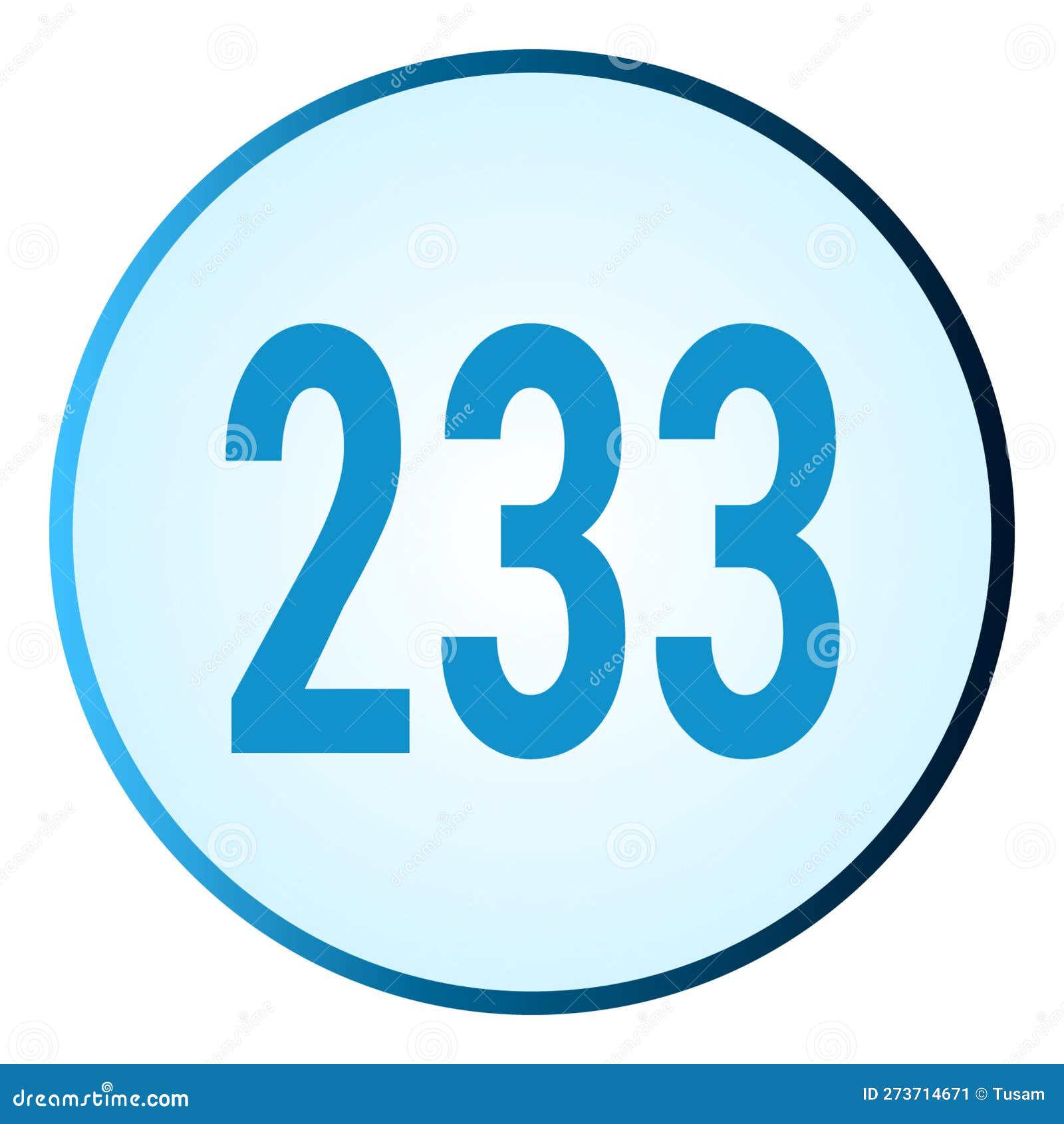 Number 233 Symbol or Logo with Round Frame in Blue Gradient Color Stock ...