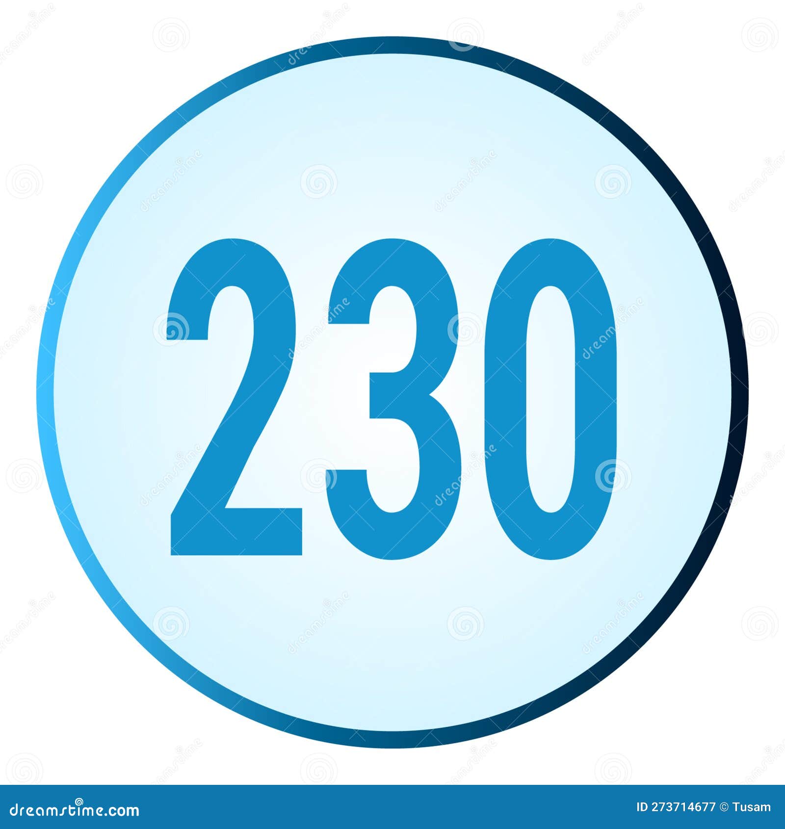 Number 230 Symbol or Logo with Round Frame in Blue Gradient Color Stock ...