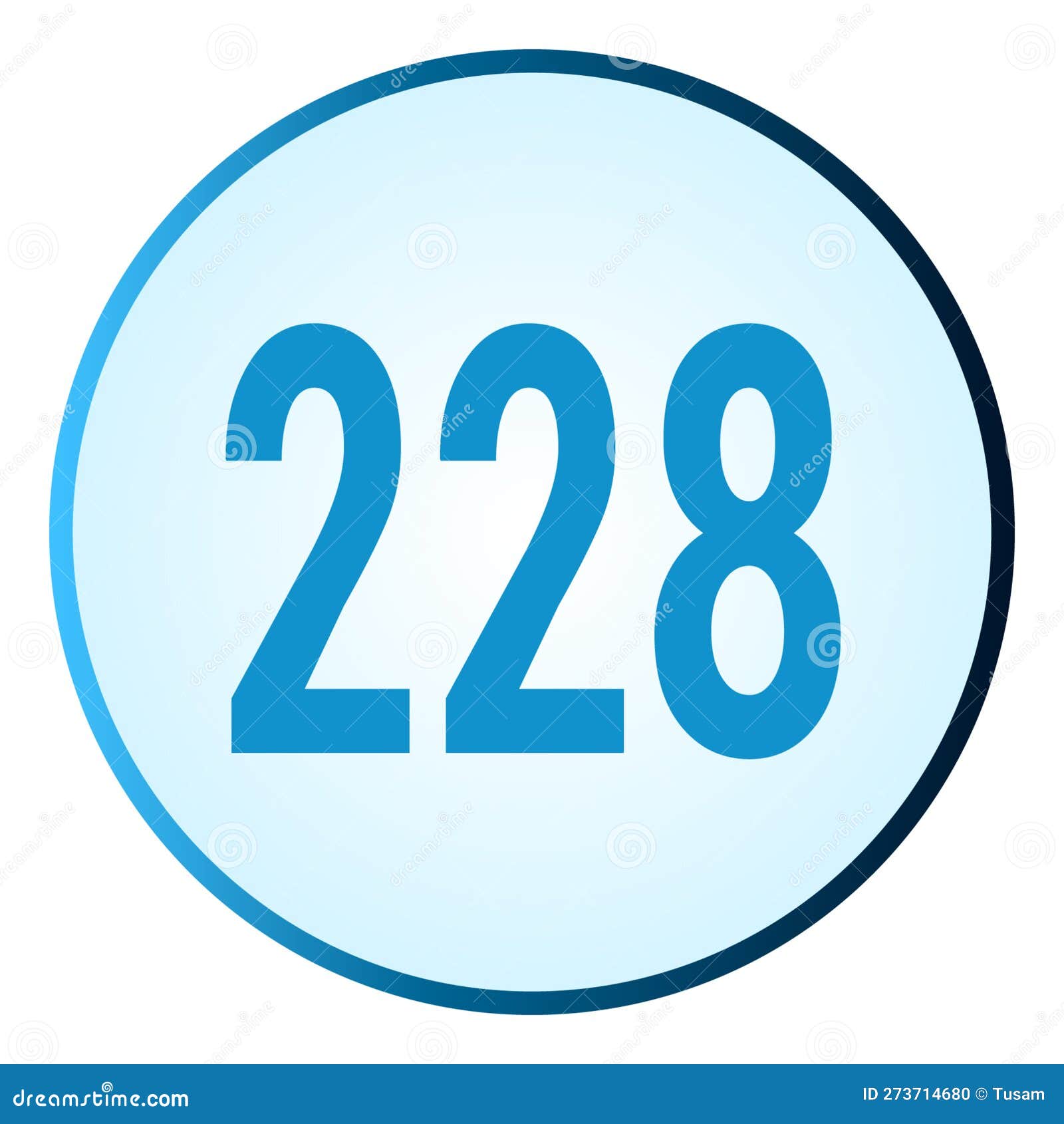 Number 228 Symbol or Logo with Round Frame in Blue Gradient Color Stock ...