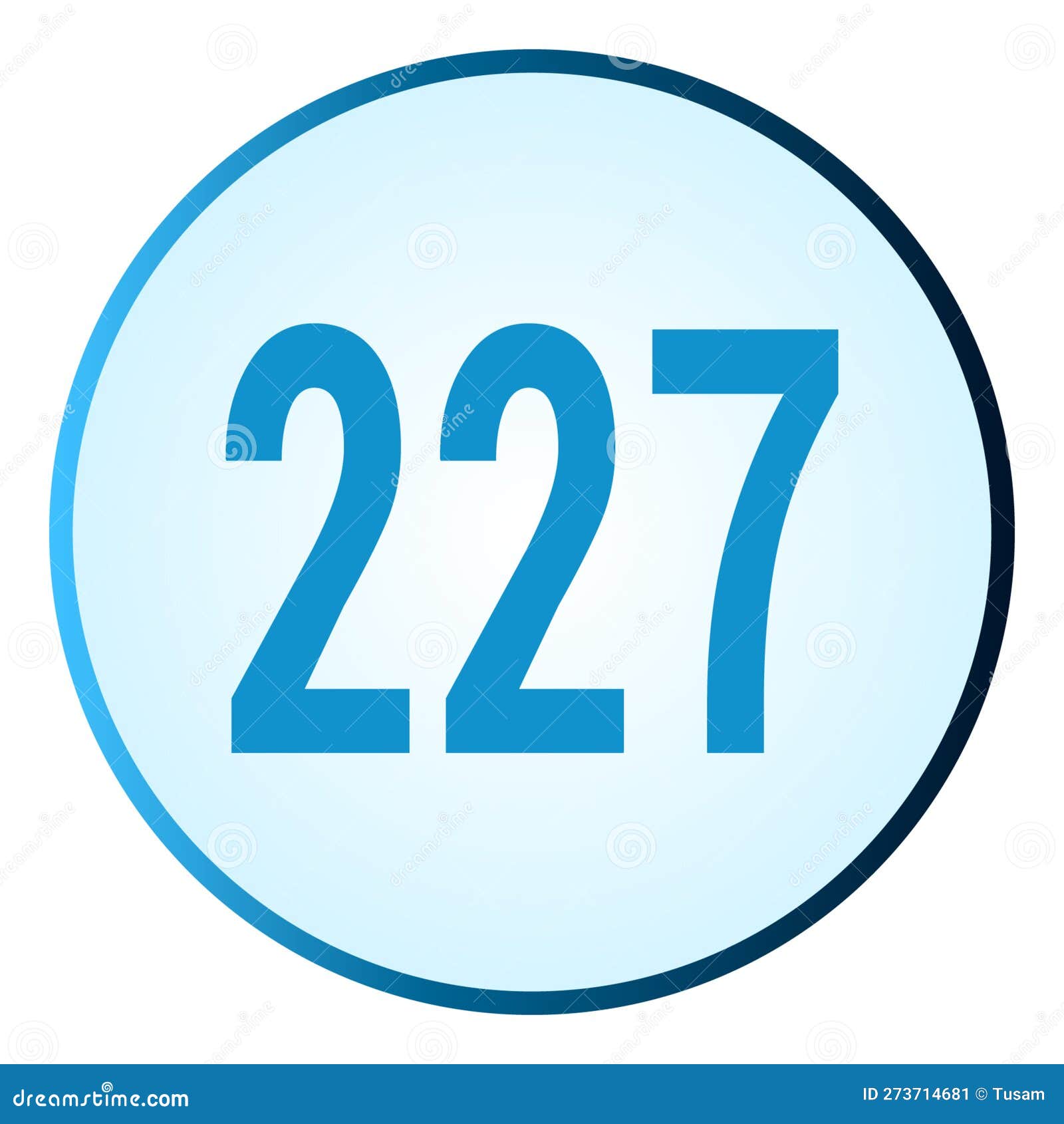 Number 227 Symbol or Logo with Round Frame in Blue Gradient Color Stock ...
