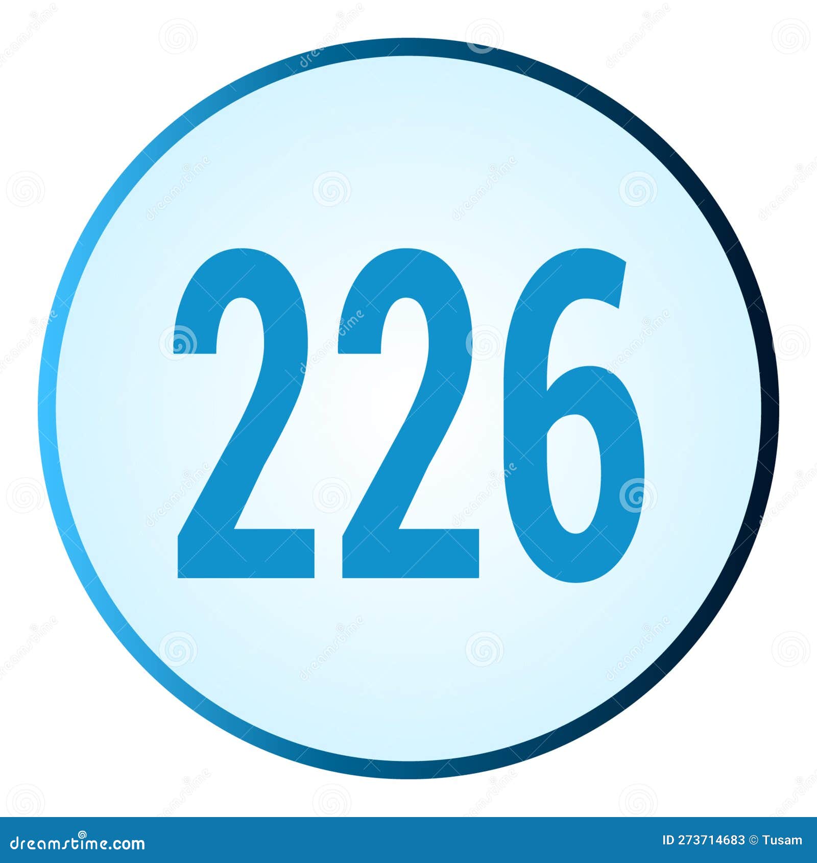 Number 226 Symbol or Logo with Round Frame in Blue Gradient Color Stock ...