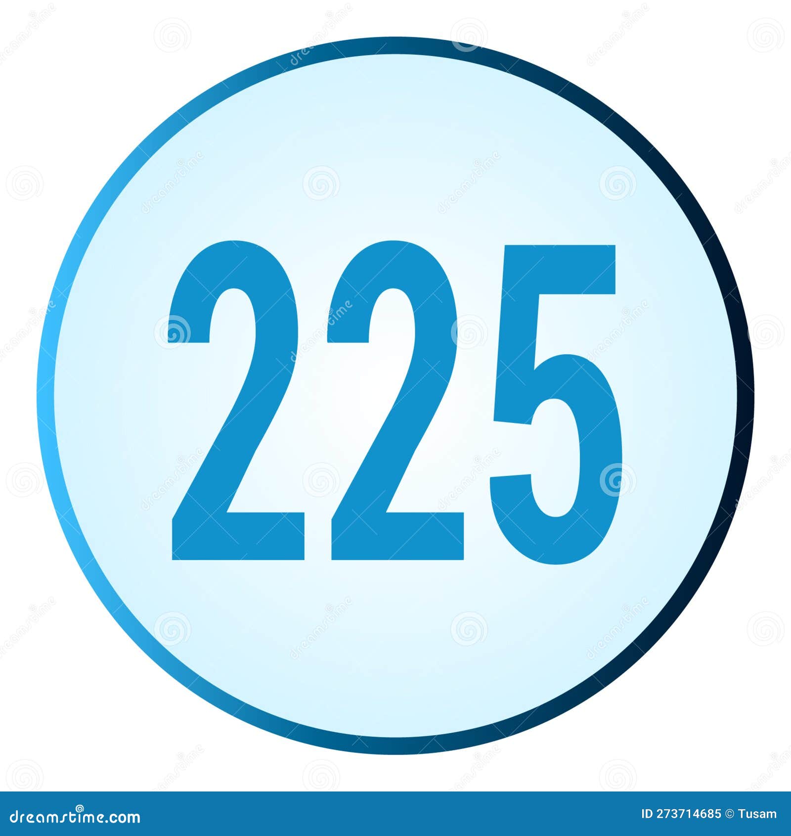 Number 225 Symbol Or Logo With Round Frame In Blue Gradient Color ...