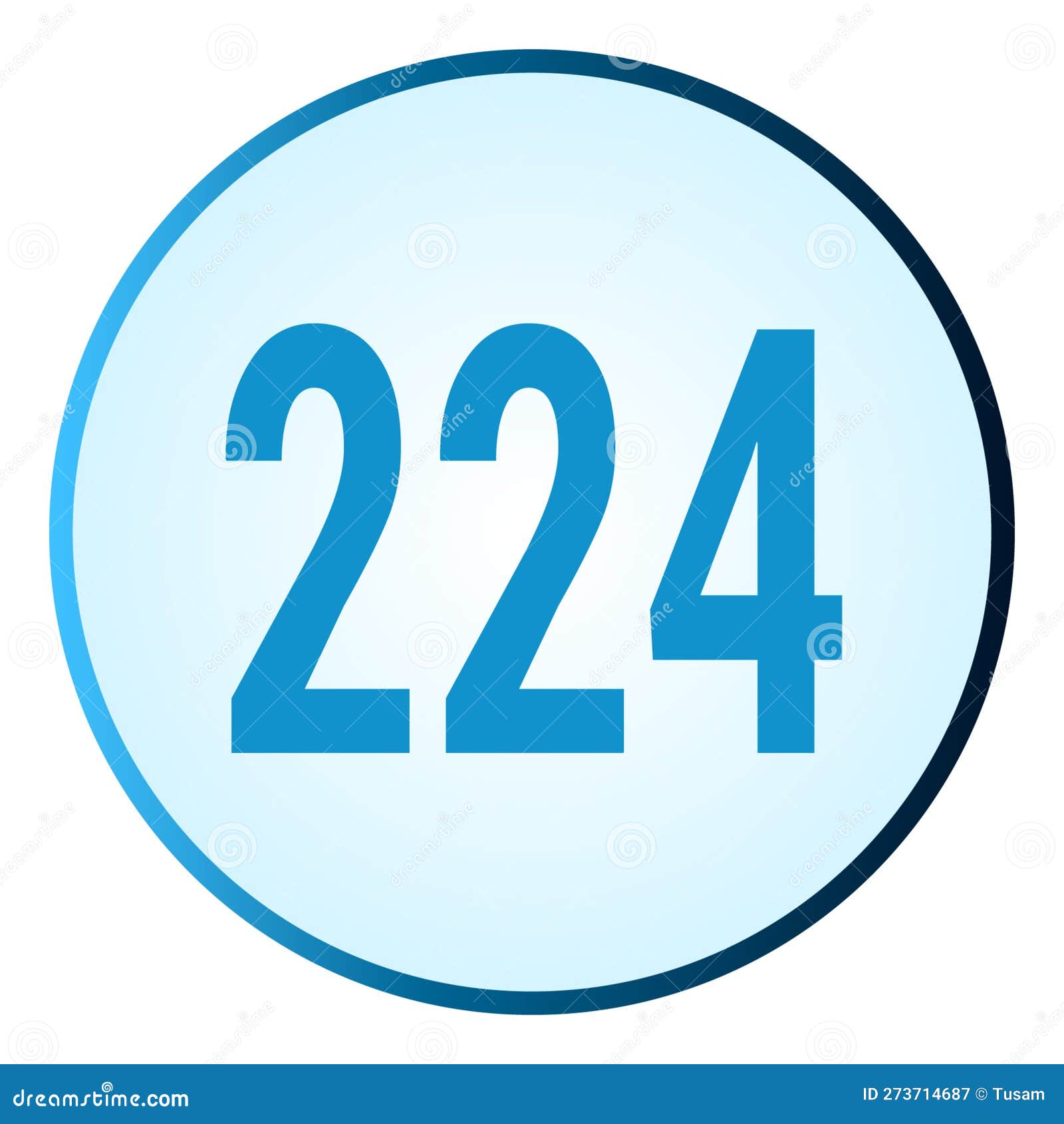 Number 224 Symbol or Logo with Round Frame in Blue Gradient Color Stock ...