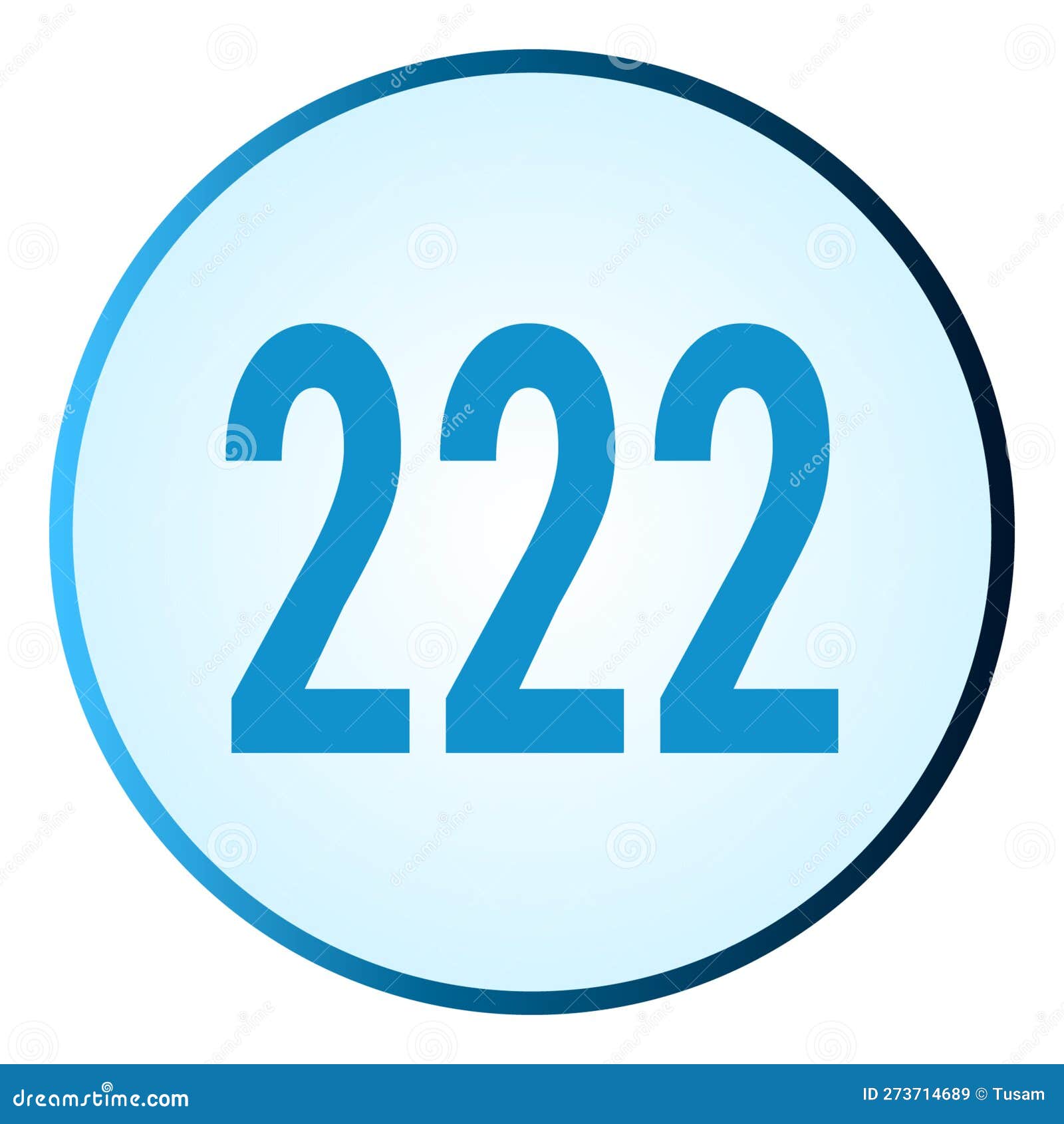 Number 222 Symbol or Logo with Round Frame in Blue Gradient Color Stock ...