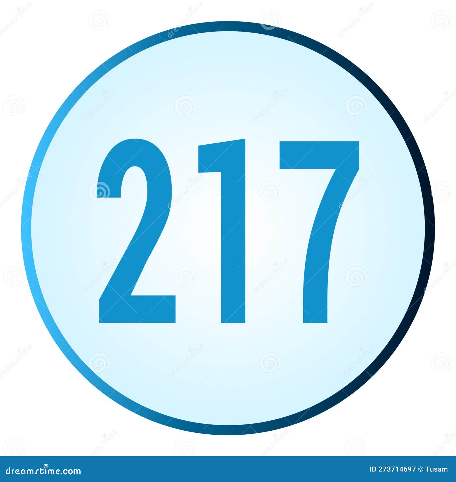 Number 217 Symbol or Logo with Round Frame in Blue Gradient Color Stock ...
