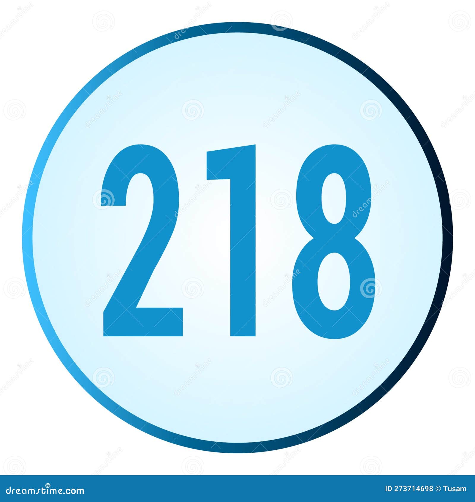 Number 218 Symbol or Logo with Round Frame in Blue Gradient Color Stock ...