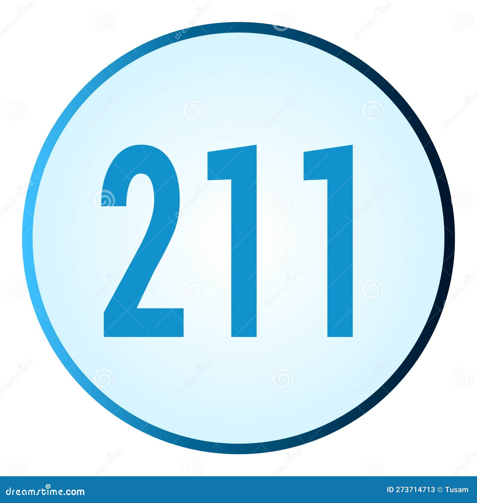 Number 211 Symbol or Logo with Round Frame in Blue Gradient Color Stock ...
