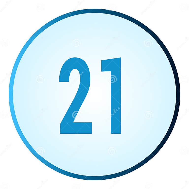 Number 21 Symbol or Logo with Round Frame in Blue Gradient Color Stock ...