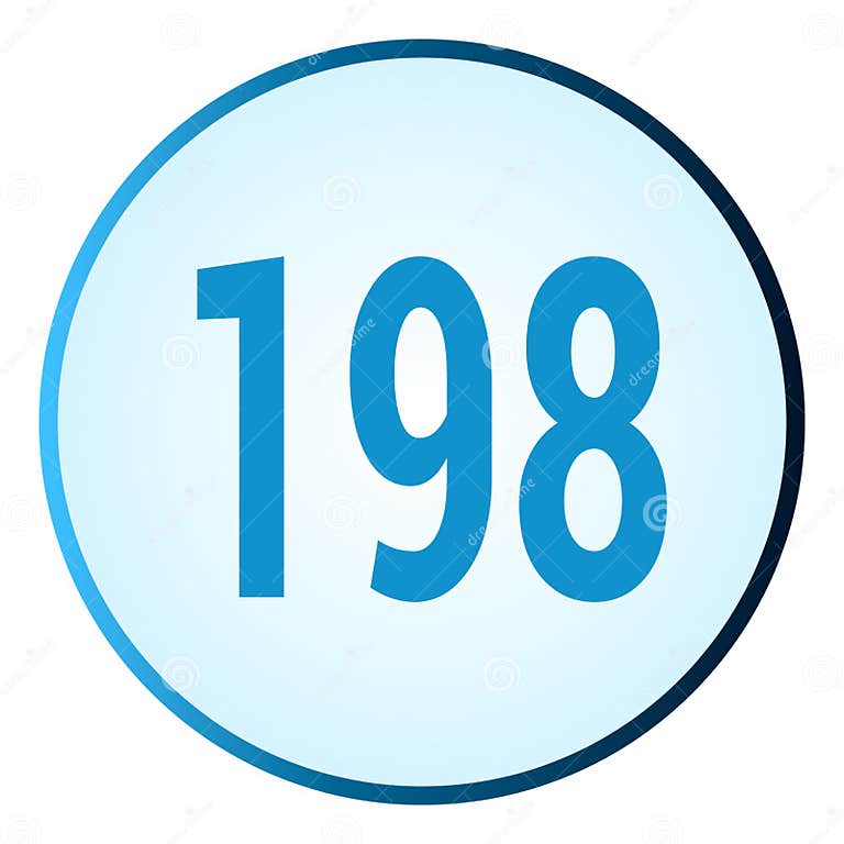 Number 198 Symbol or Logo with Round Frame in Blue Gradient Color Stock ...
