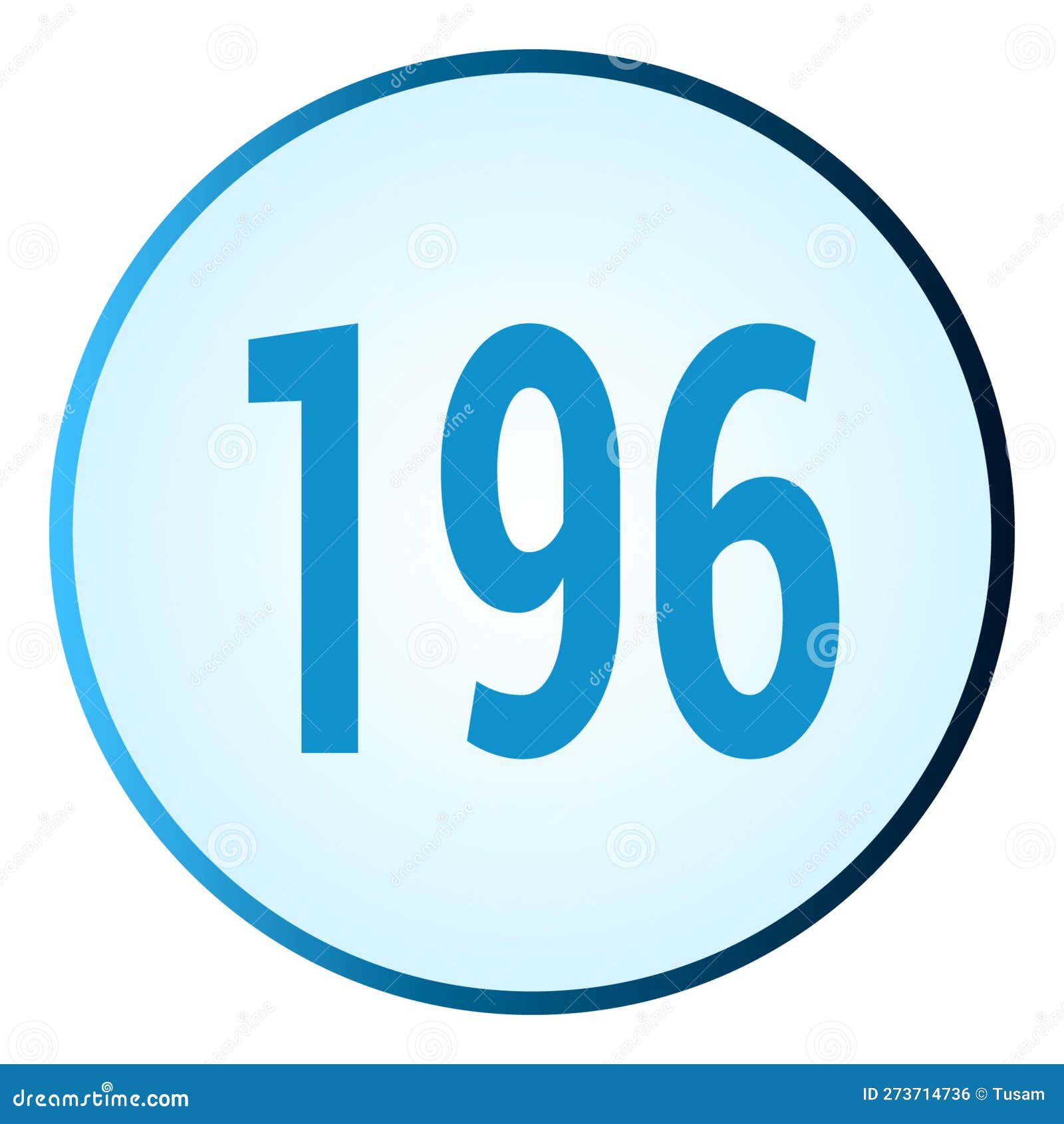 Number 196 Symbol or Logo with Round Frame in Blue Gradient Color Stock ...