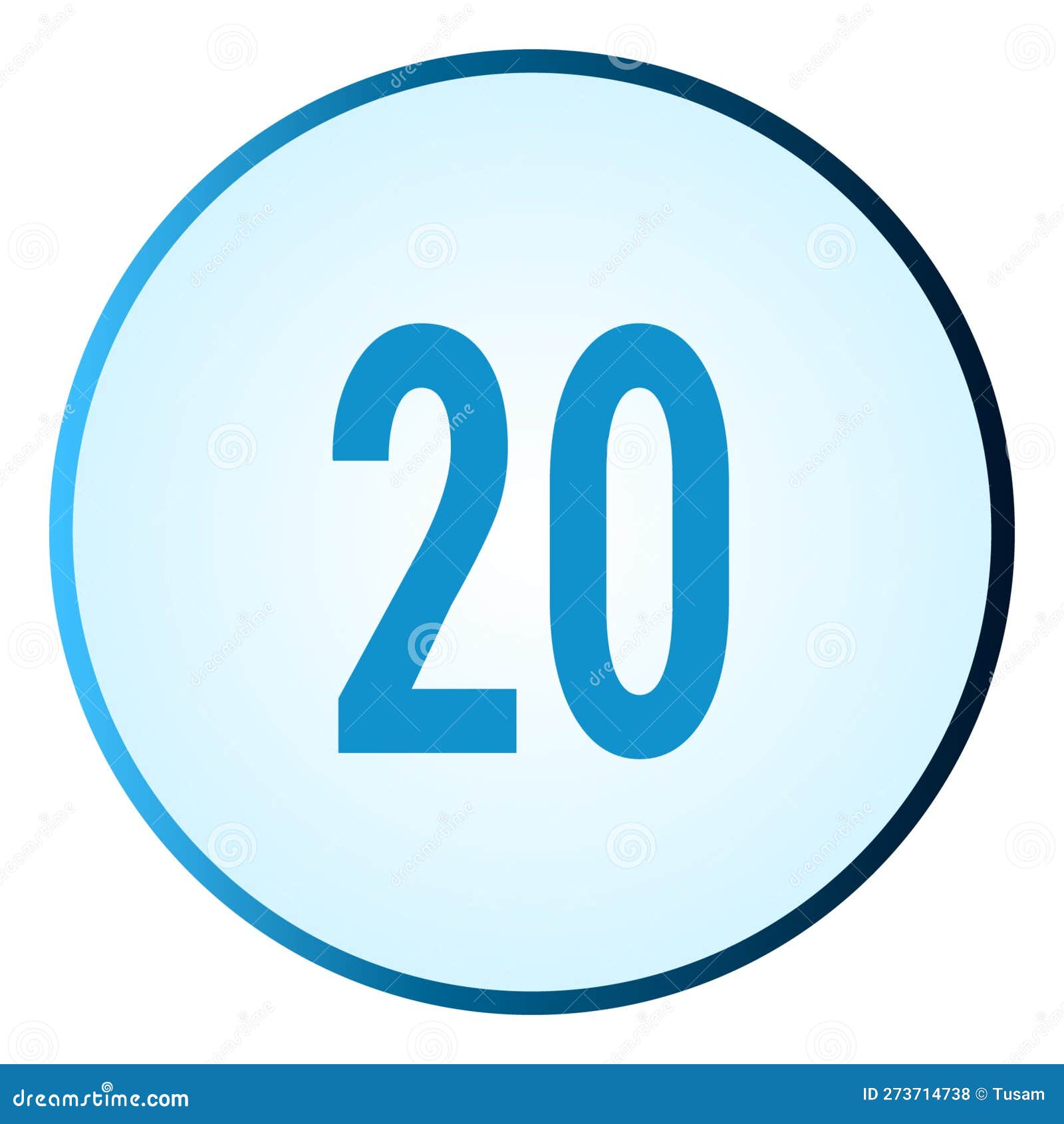 Number 20 Symbol or Logo with Round Frame in Blue Gradient Color Stock ...