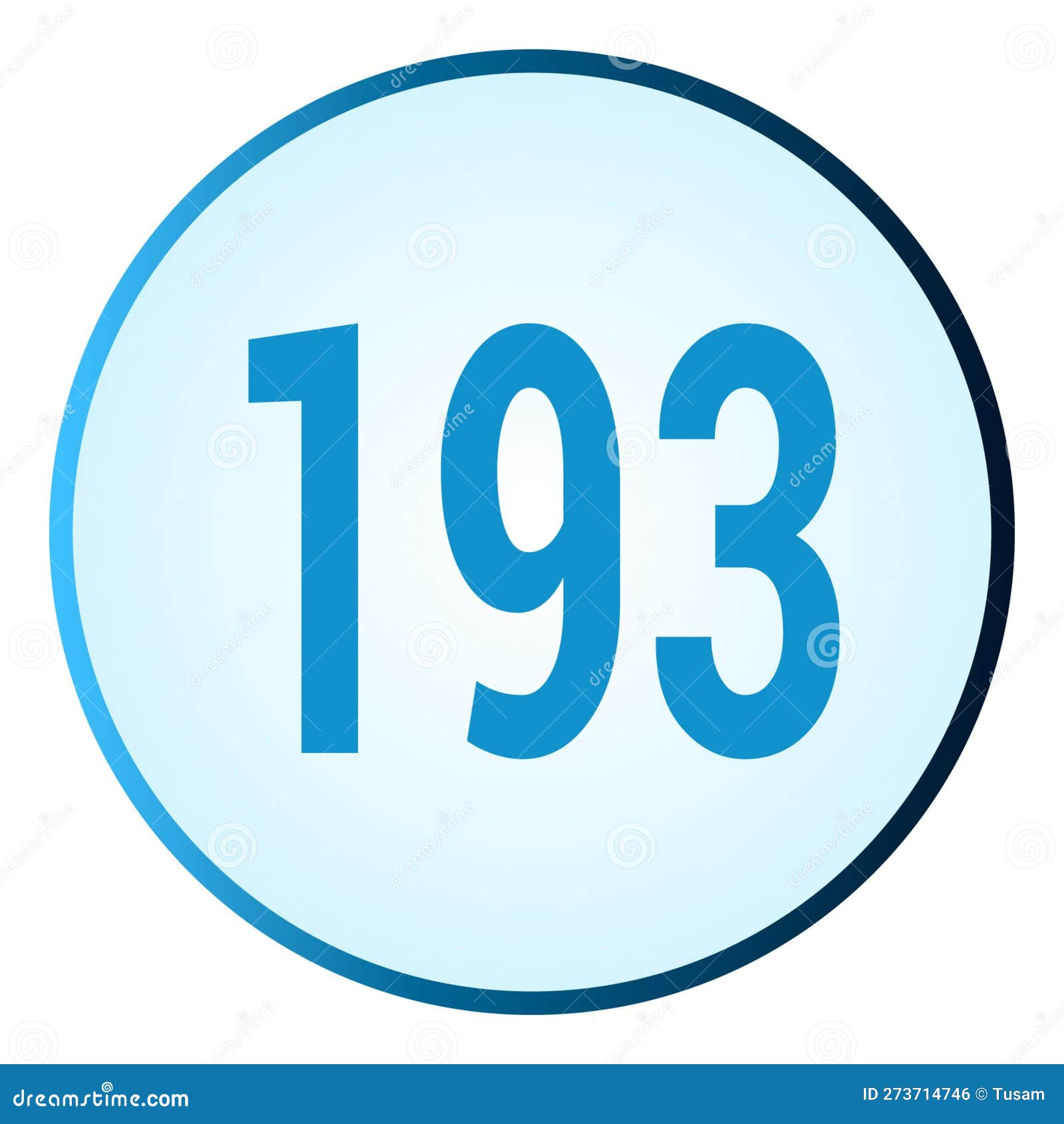 Number 193 Symbol or Logo with Round Frame in Blue Gradient Color Stock ...