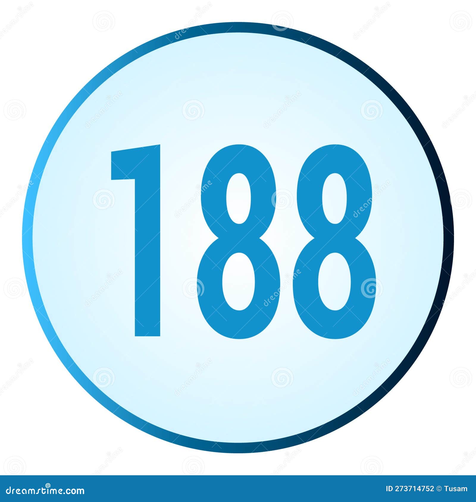 Number 188 Symbol or Logo with Round Frame in Blue Gradient Color Stock ...
