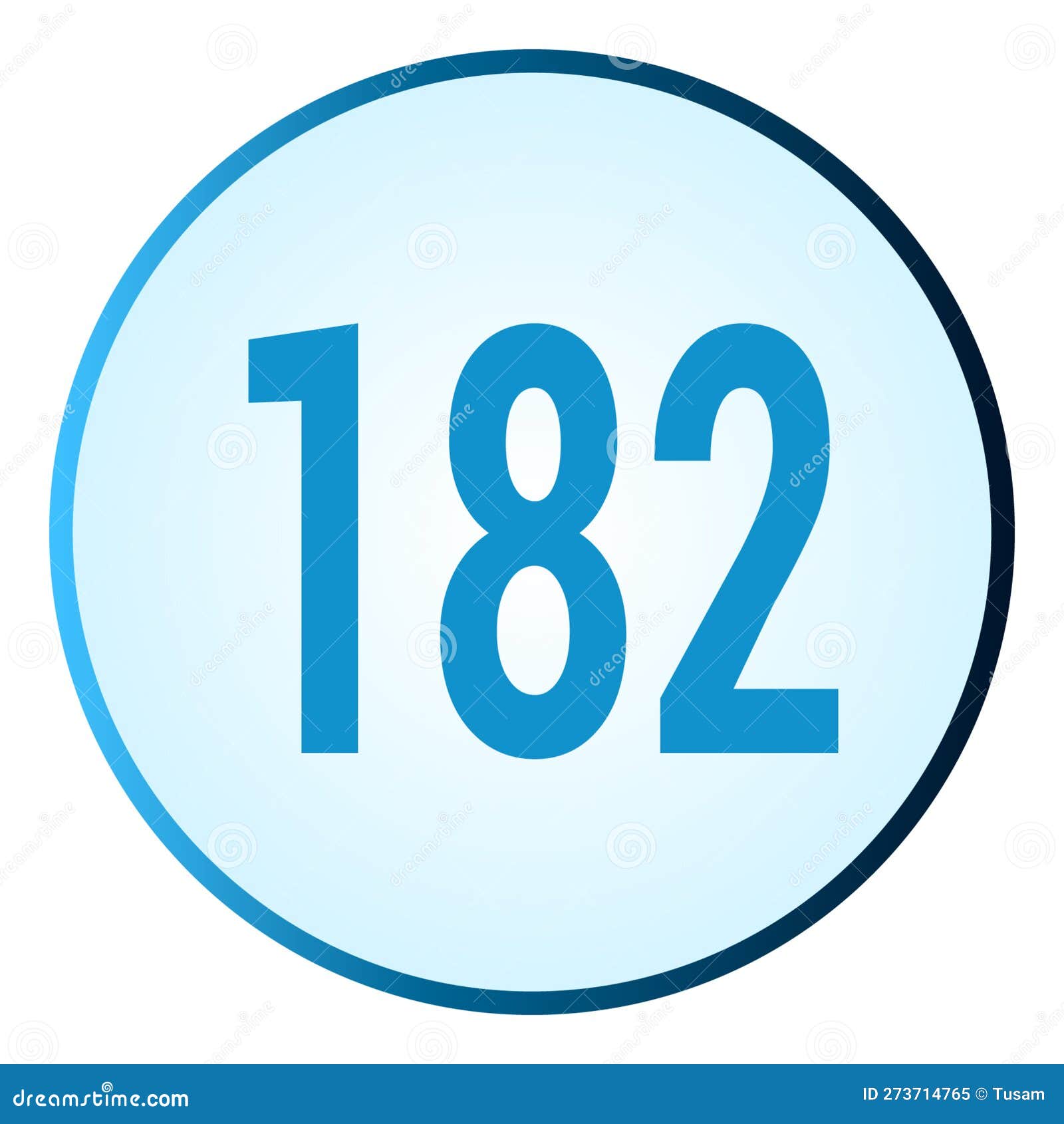 Number 182 Symbol or Logo with Round Frame in Blue Gradient Color Stock ...