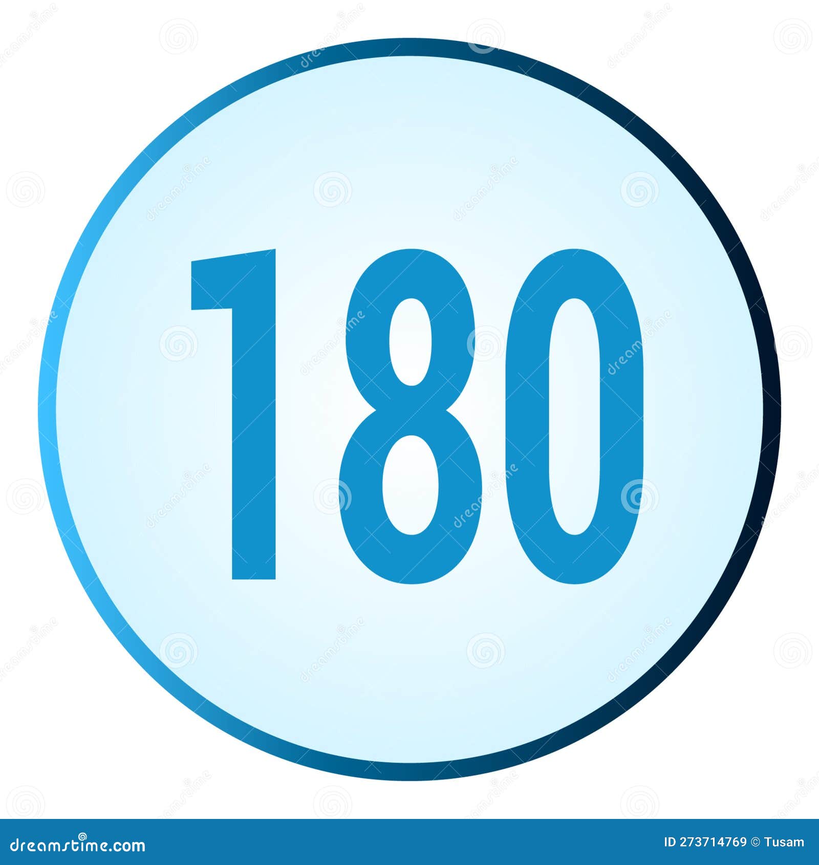 Number 180 Symbol or Logo with Round Frame in Blue Gradient Color Stock ...