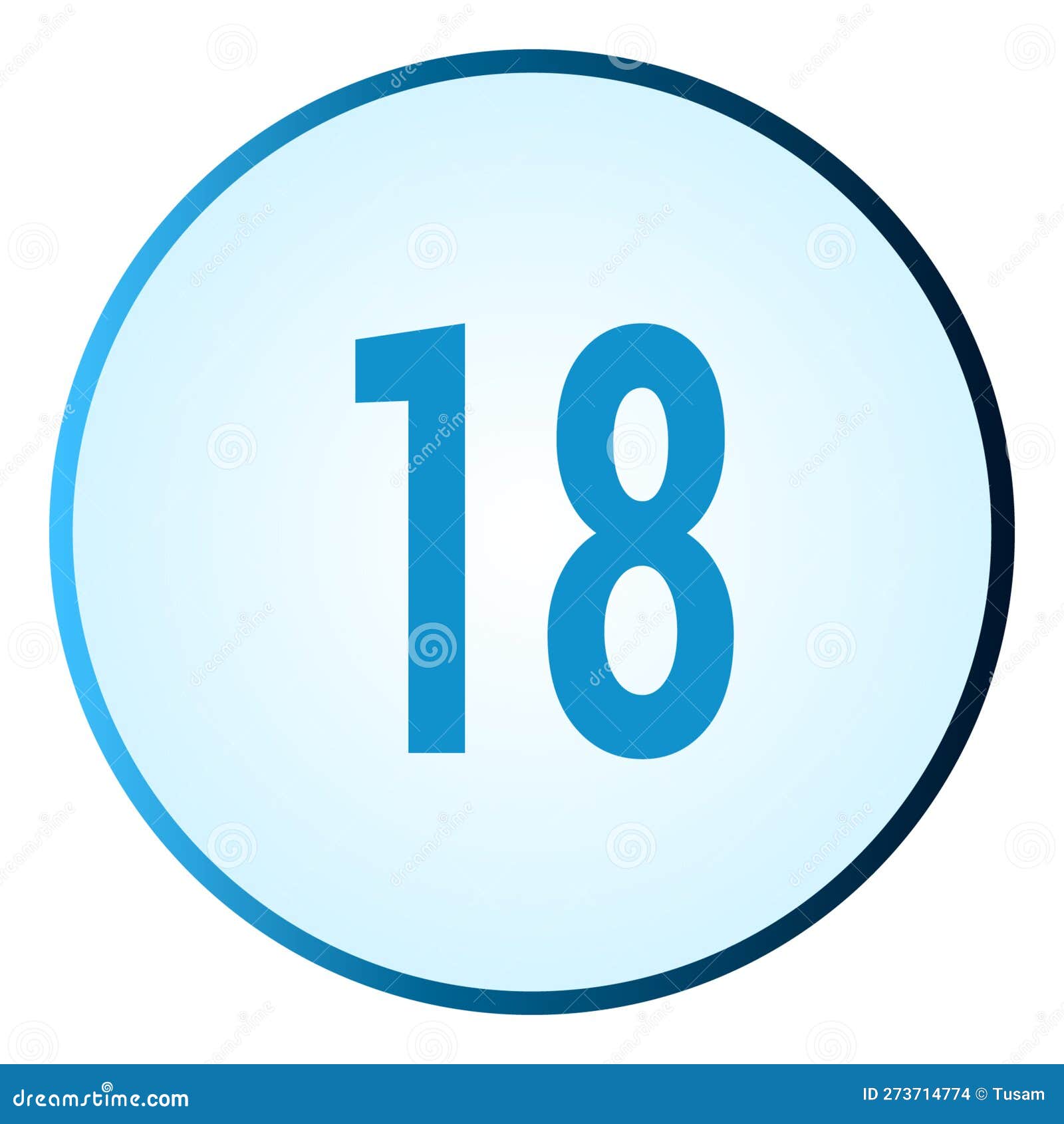 Number 18 Symbol or Logo with Round Frame in Blue Gradient Color Stock ...