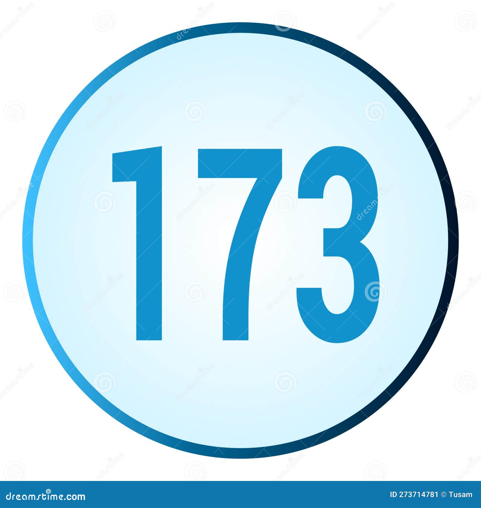 Number 173 Symbol or Logo with Round Frame in Blue Gradient Color Stock ...