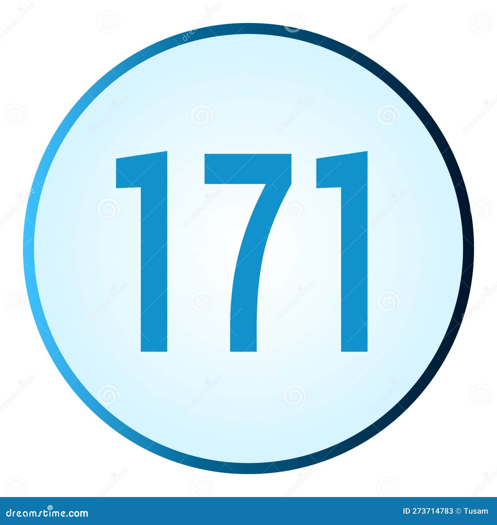 Number 171 Symbol or Logo with Round Frame in Blue Gradient Color Stock ...