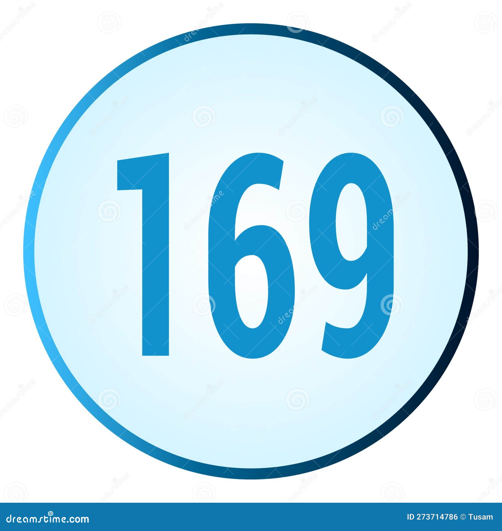 Number 169 Symbol or Logo with Round Frame in Blue Gradient Color Stock ...