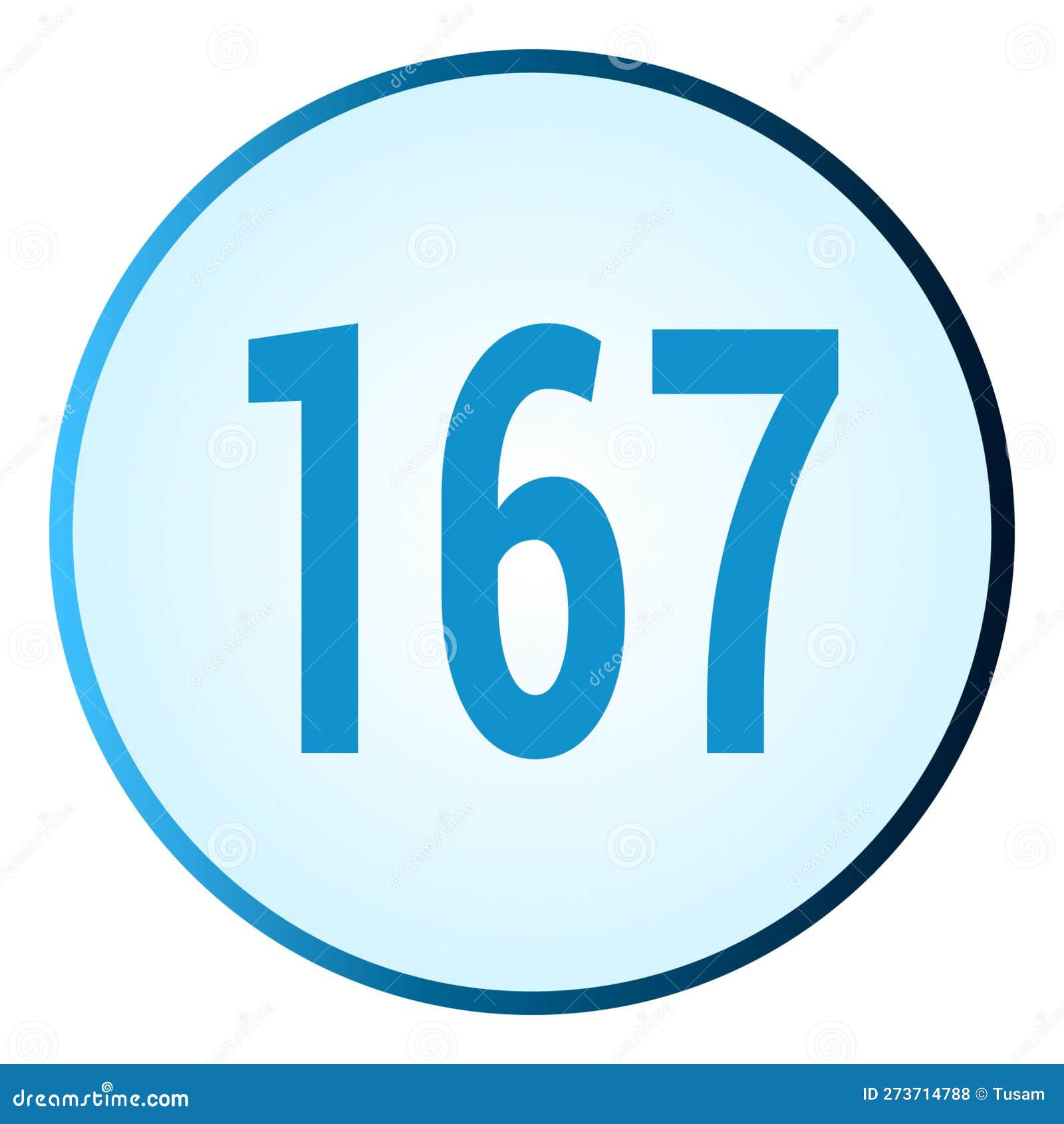 Number 167 Symbol or Logo with Round Frame in Blue Gradient Color Stock ...