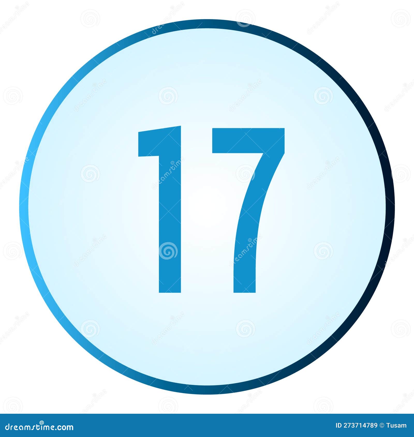 Number 17 Symbol or Logo with Round Frame in Blue Gradient Color Stock ...