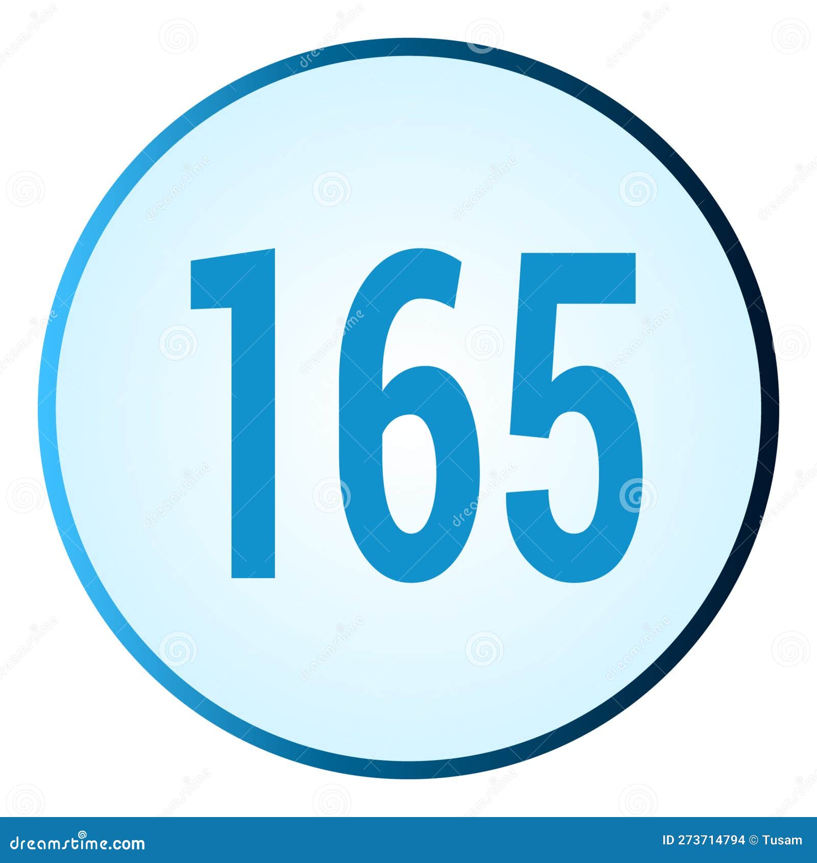 Number 165 Symbol or Logo with Round Frame in Blue Gradient Color Stock ...
