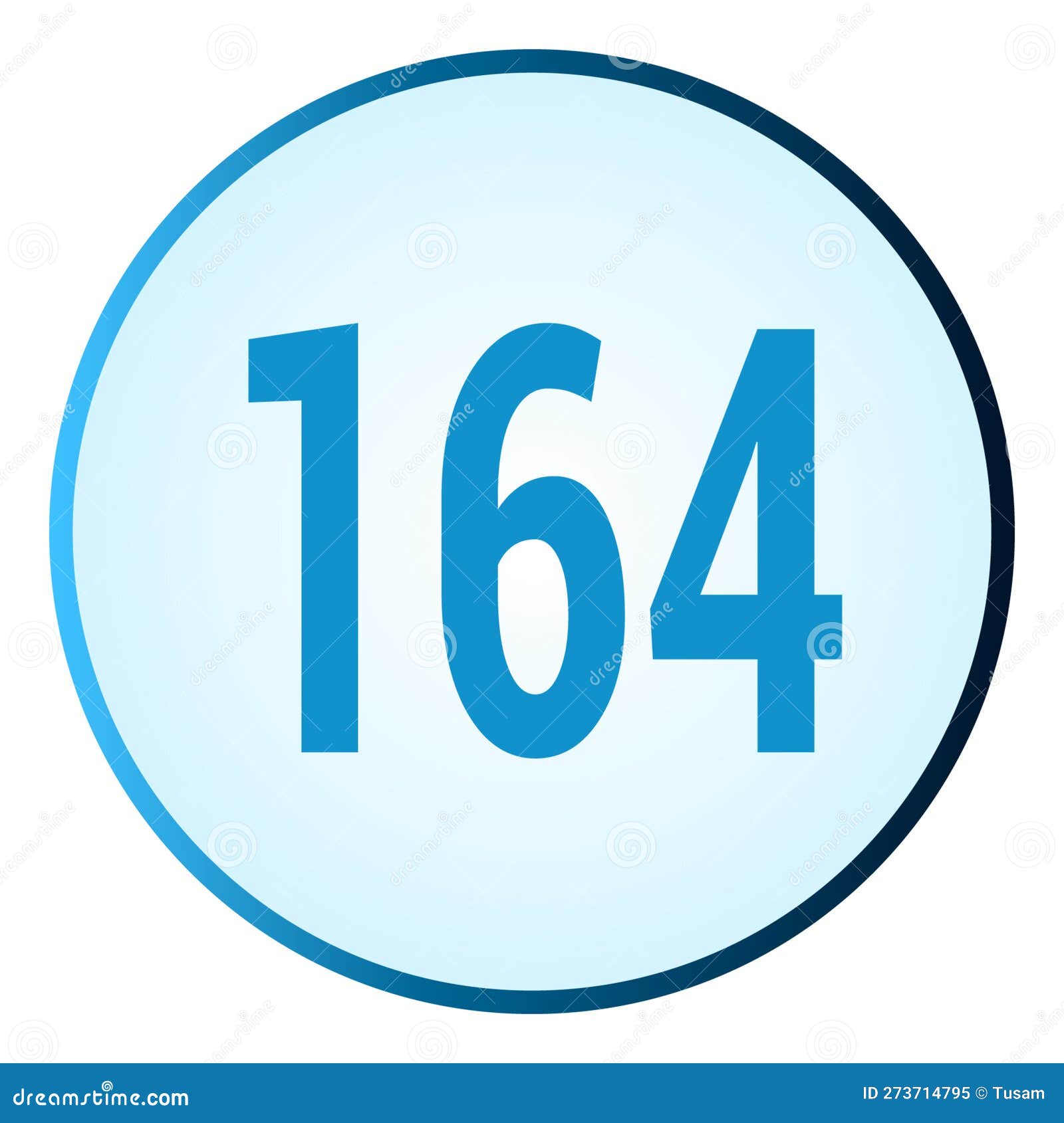 Number 164 Symbol or Logo with Round Frame in Blue Gradient Color Stock ...