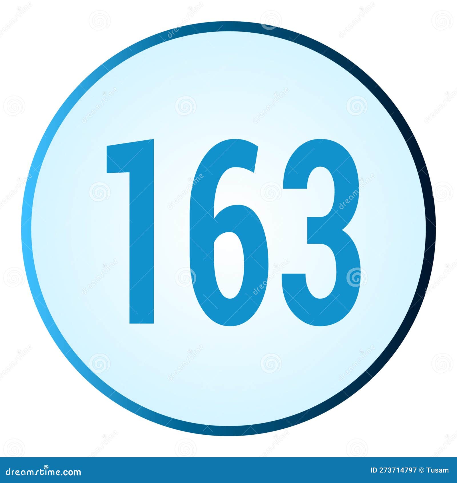Number 163 Symbol or Logo with Round Frame in Blue Gradient Color Stock ...