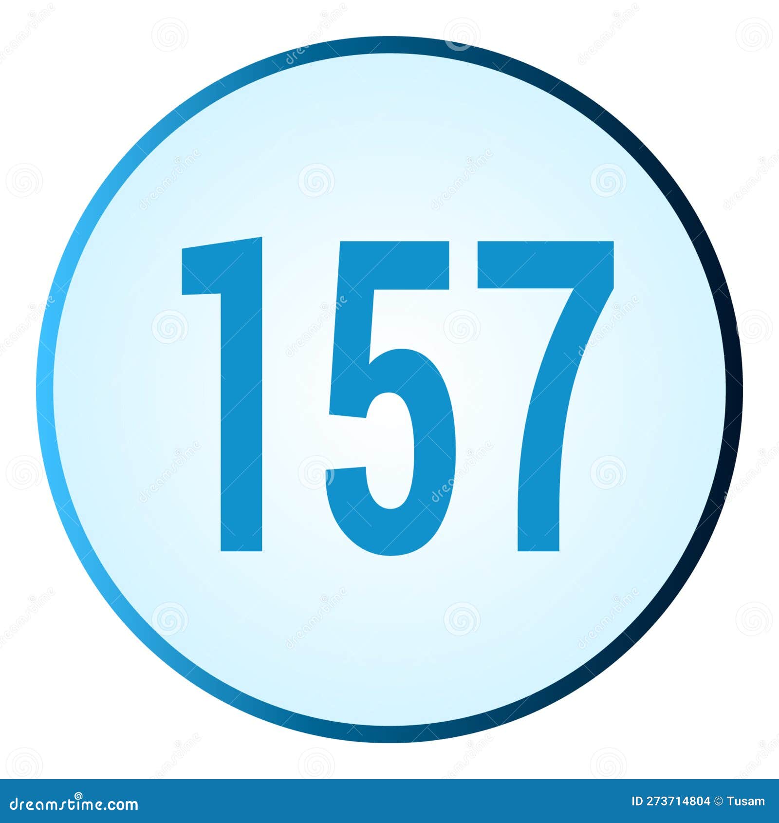 Number 157 Symbol or Logo with Round Frame in Blue Gradient Color Stock ...