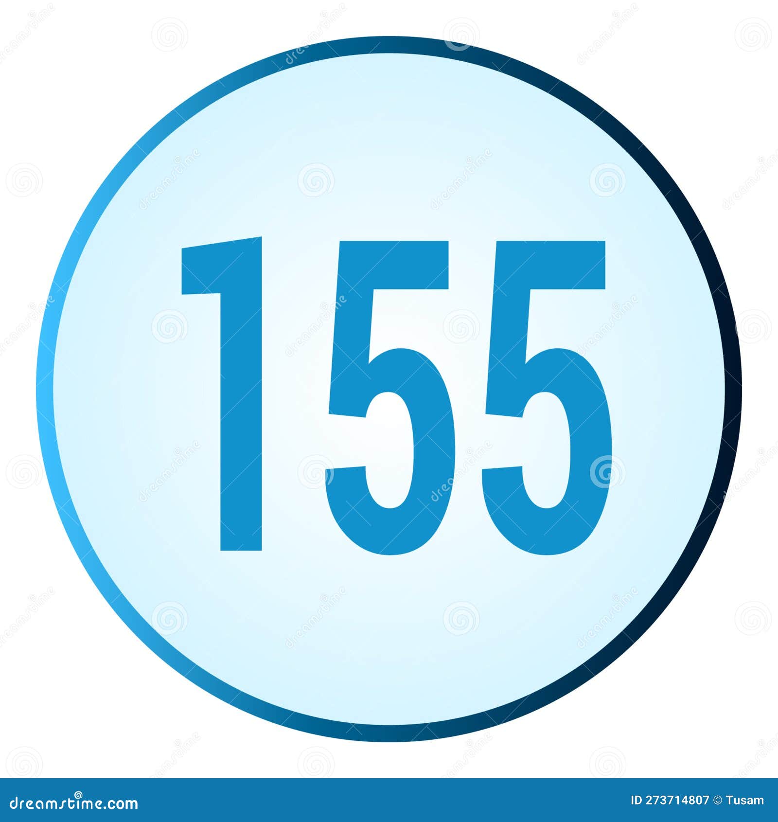 Number 155 Symbol or Logo with Round Frame in Blue Gradient Color Stock ...