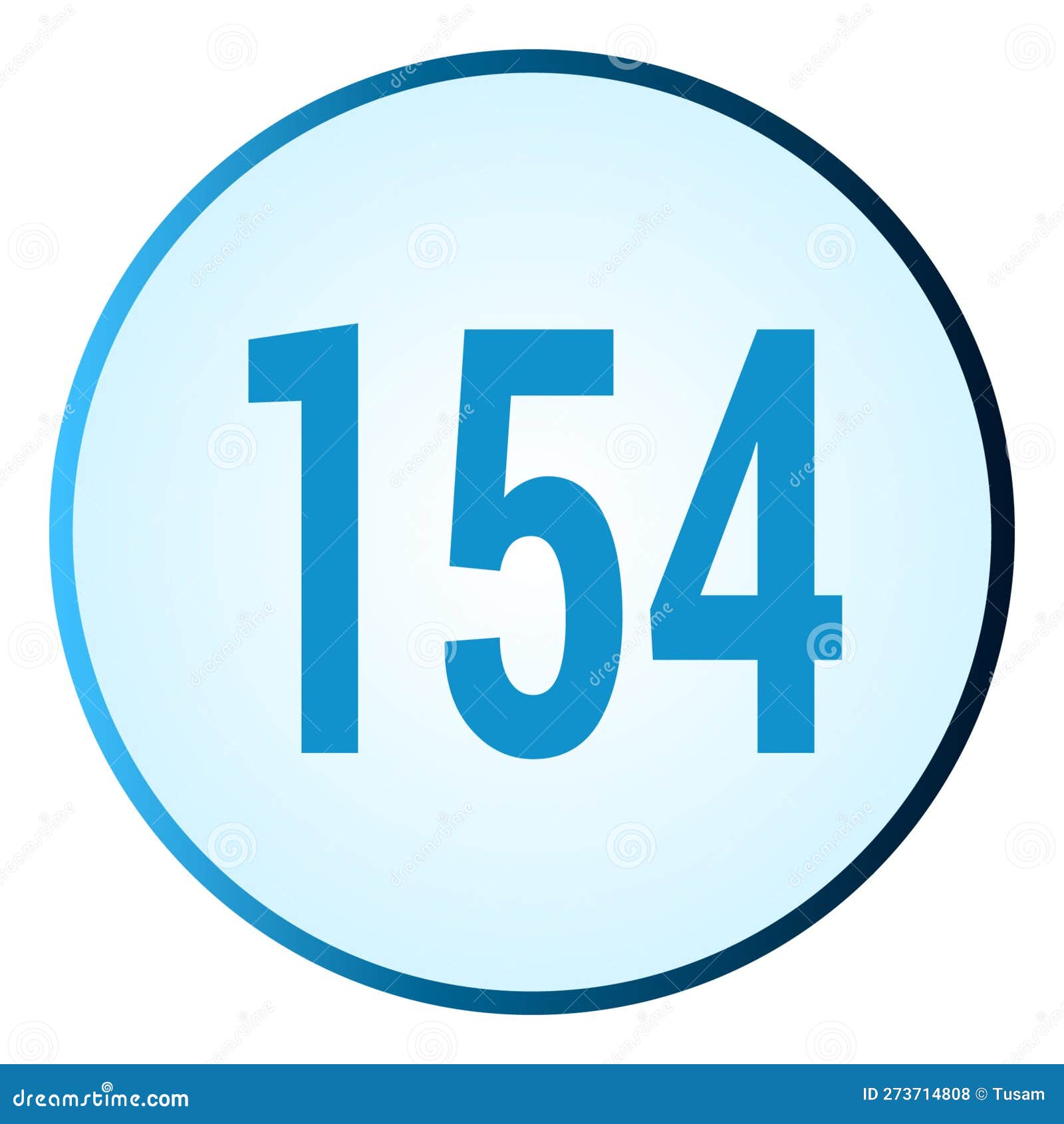 Number 154 Symbol or Logo with Round Frame in Blue Gradient Color Stock ...
