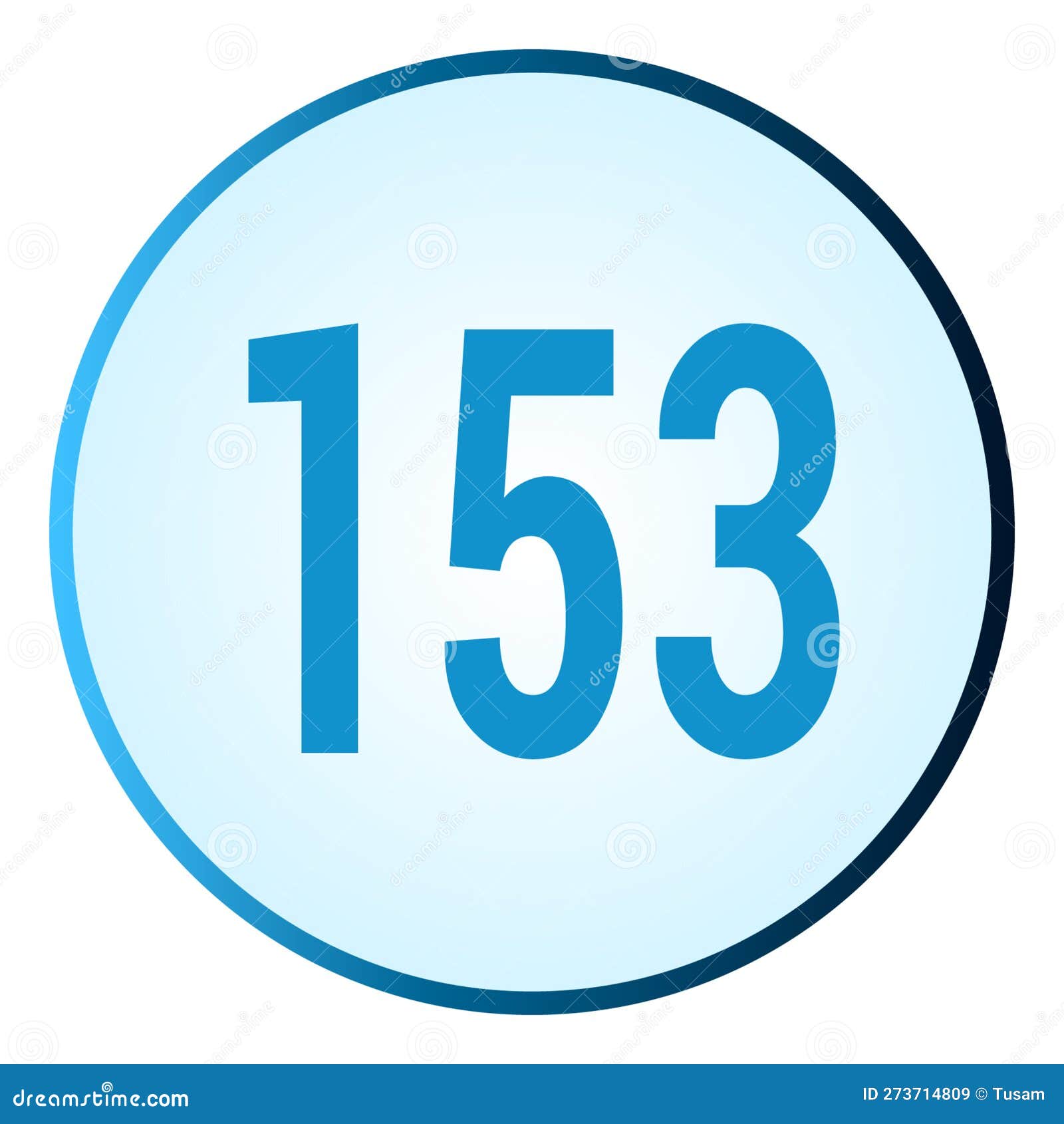 Number 153 Symbol or Logo with Round Frame in Blue Gradient Color Stock ...
