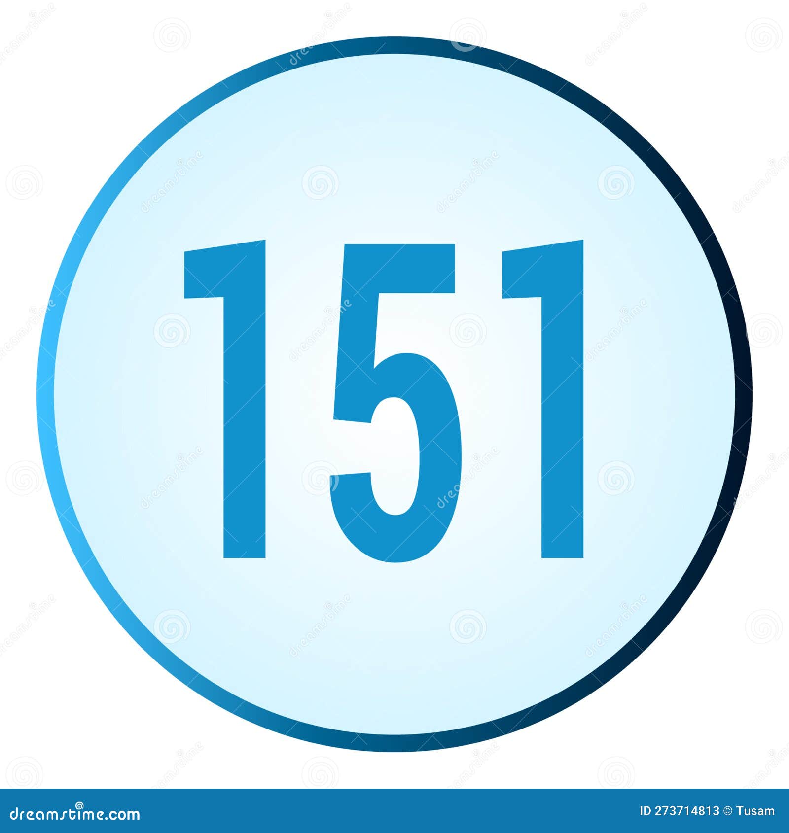 Number 151 Symbol or Logo with Round Frame in Blue Gradient Color Stock ...