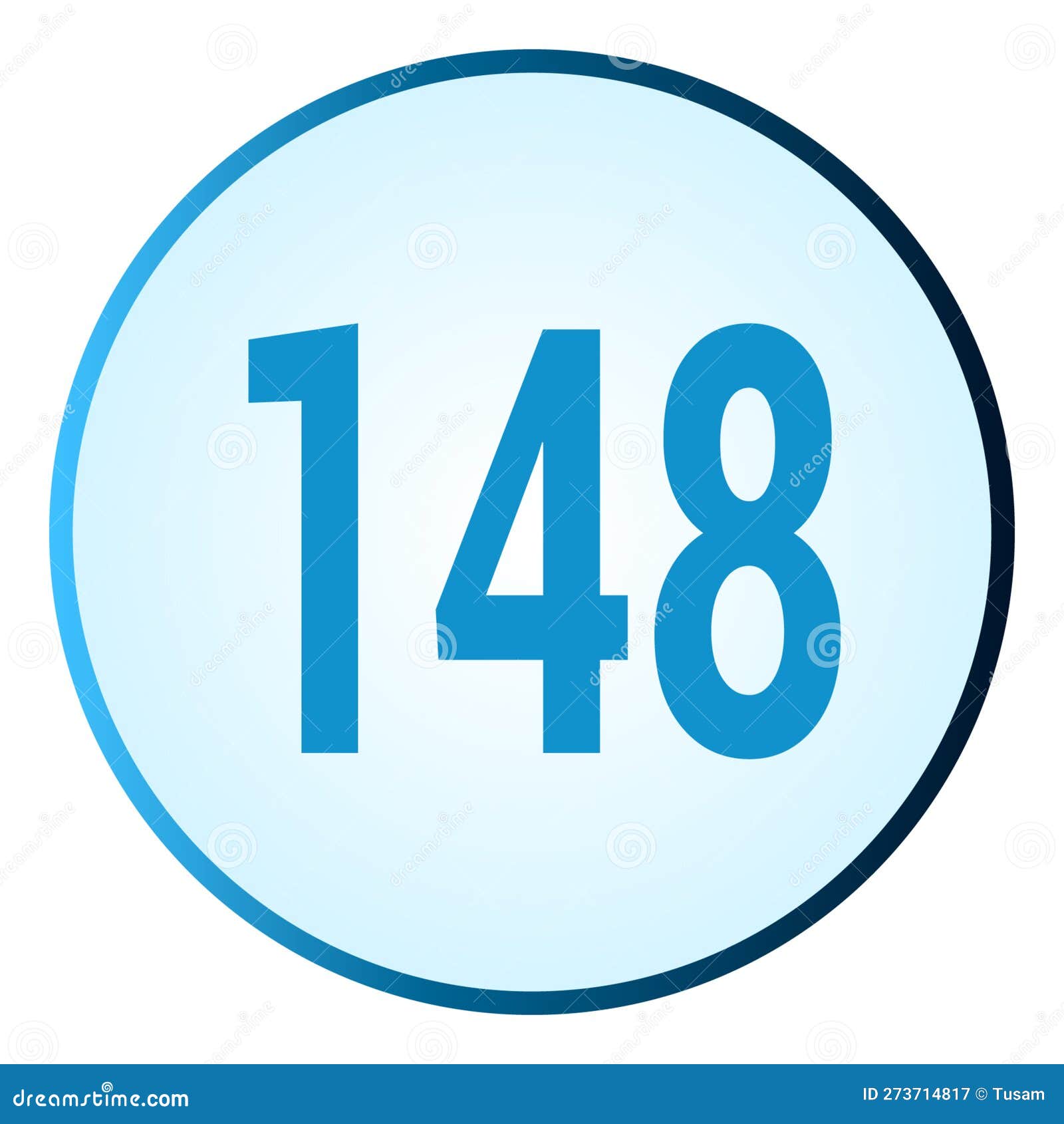 Number 148 Symbol or Logo with Round Frame in Blue Gradient Color Stock ...
