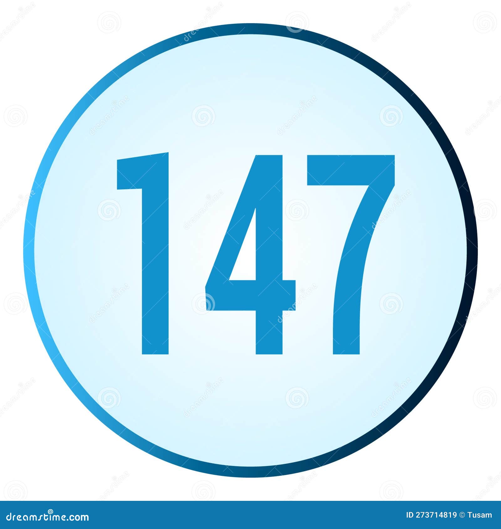 Number 147 Symbol or Logo with Round Frame in Blue Gradient Color Stock ...