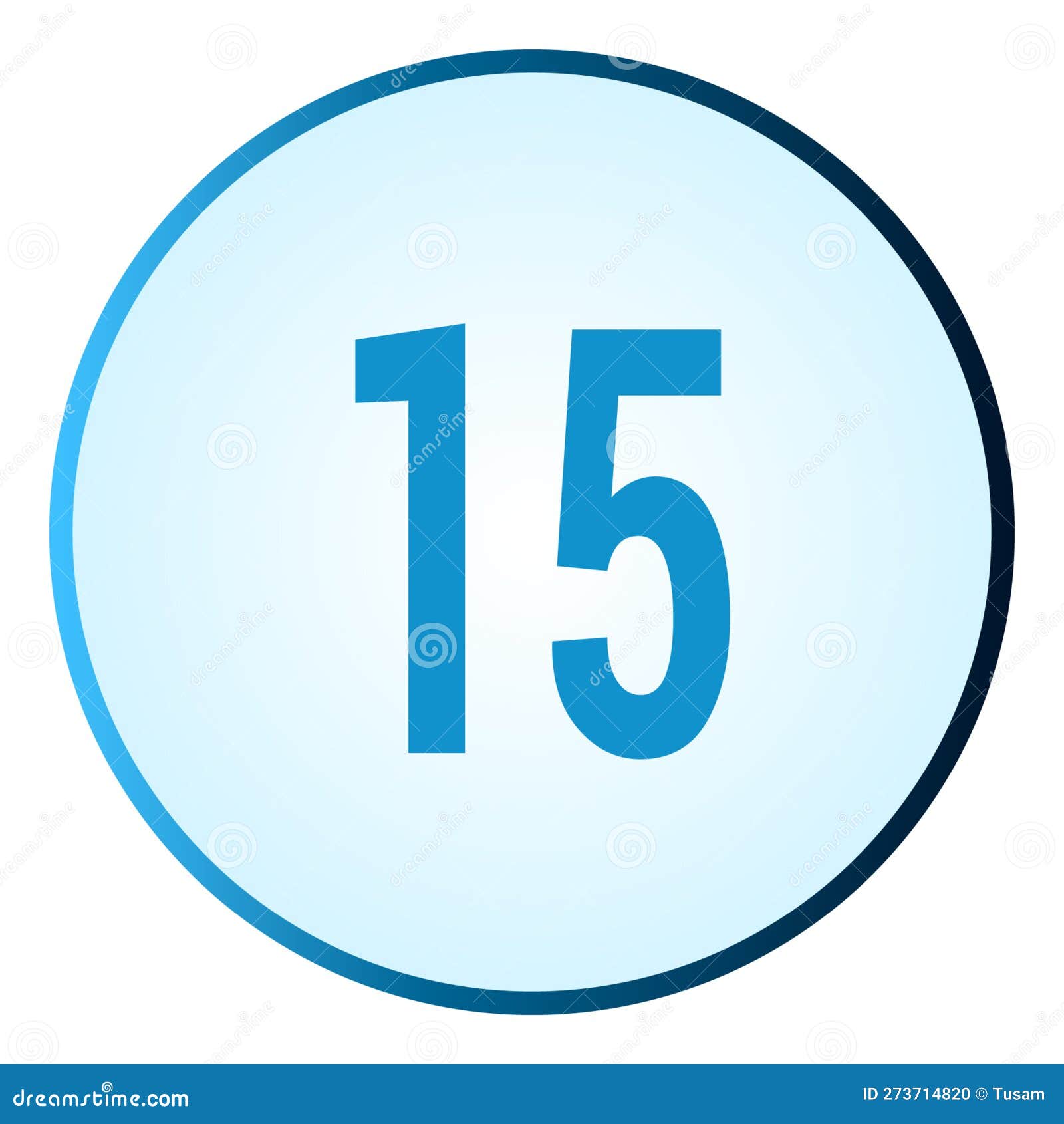 Number 15 Symbol or Logo with Round Frame in Blue Gradient Color Stock ...