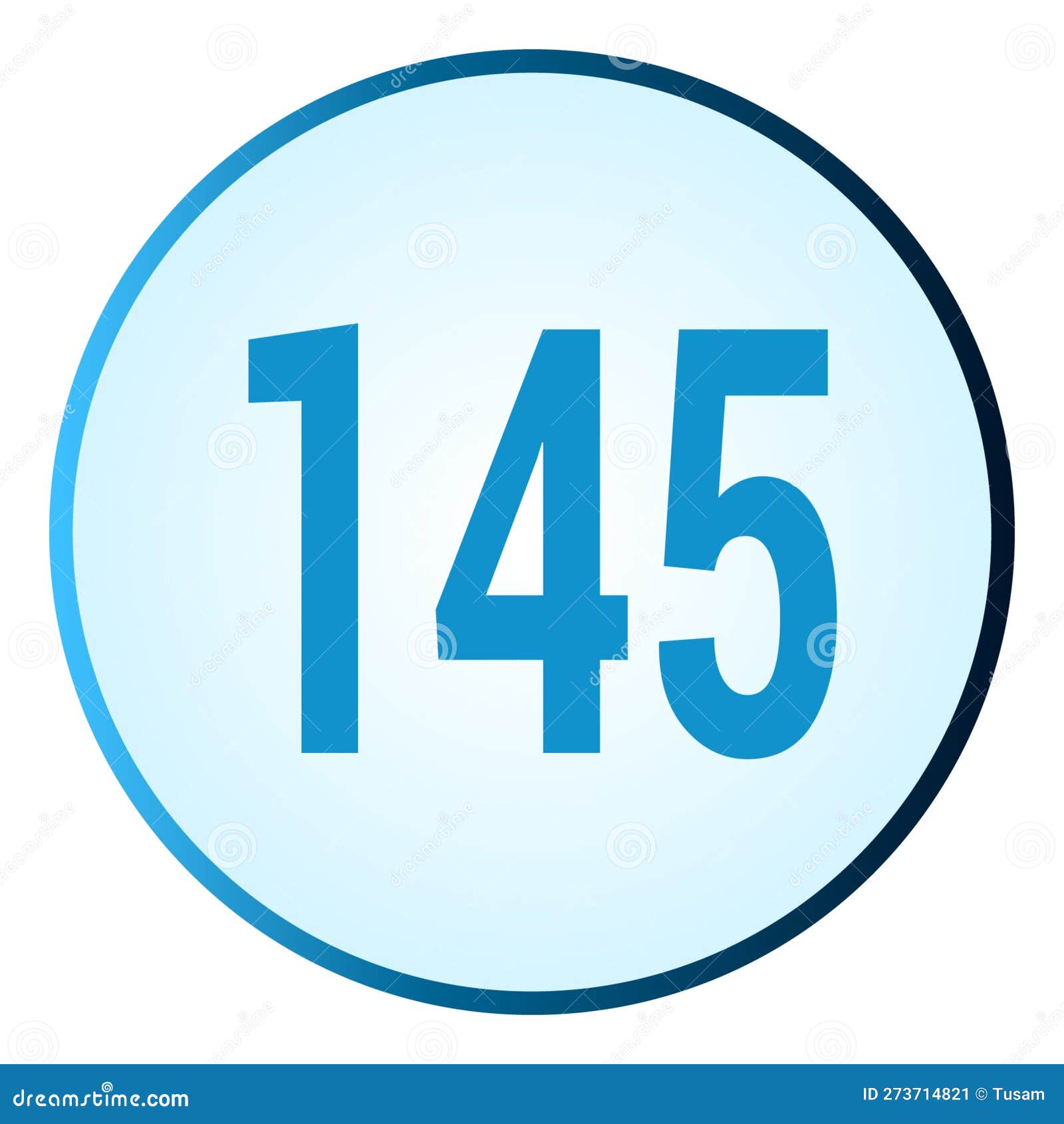 Number 145 Symbol or Logo with Round Frame in Blue Gradient Color Stock ...