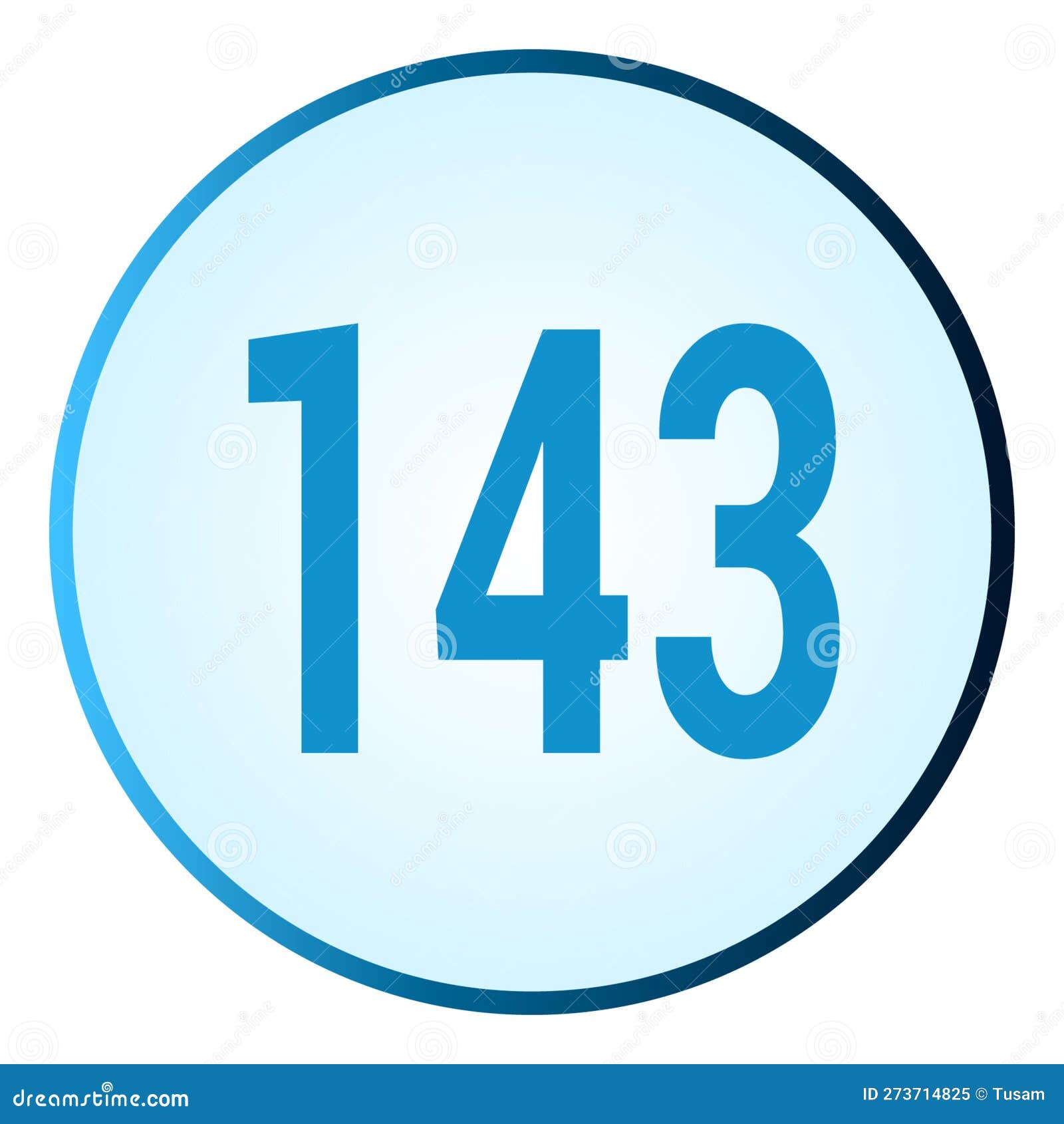 Number 143 Symbol or Logo with Round Frame in Blue Gradient Color Stock ...