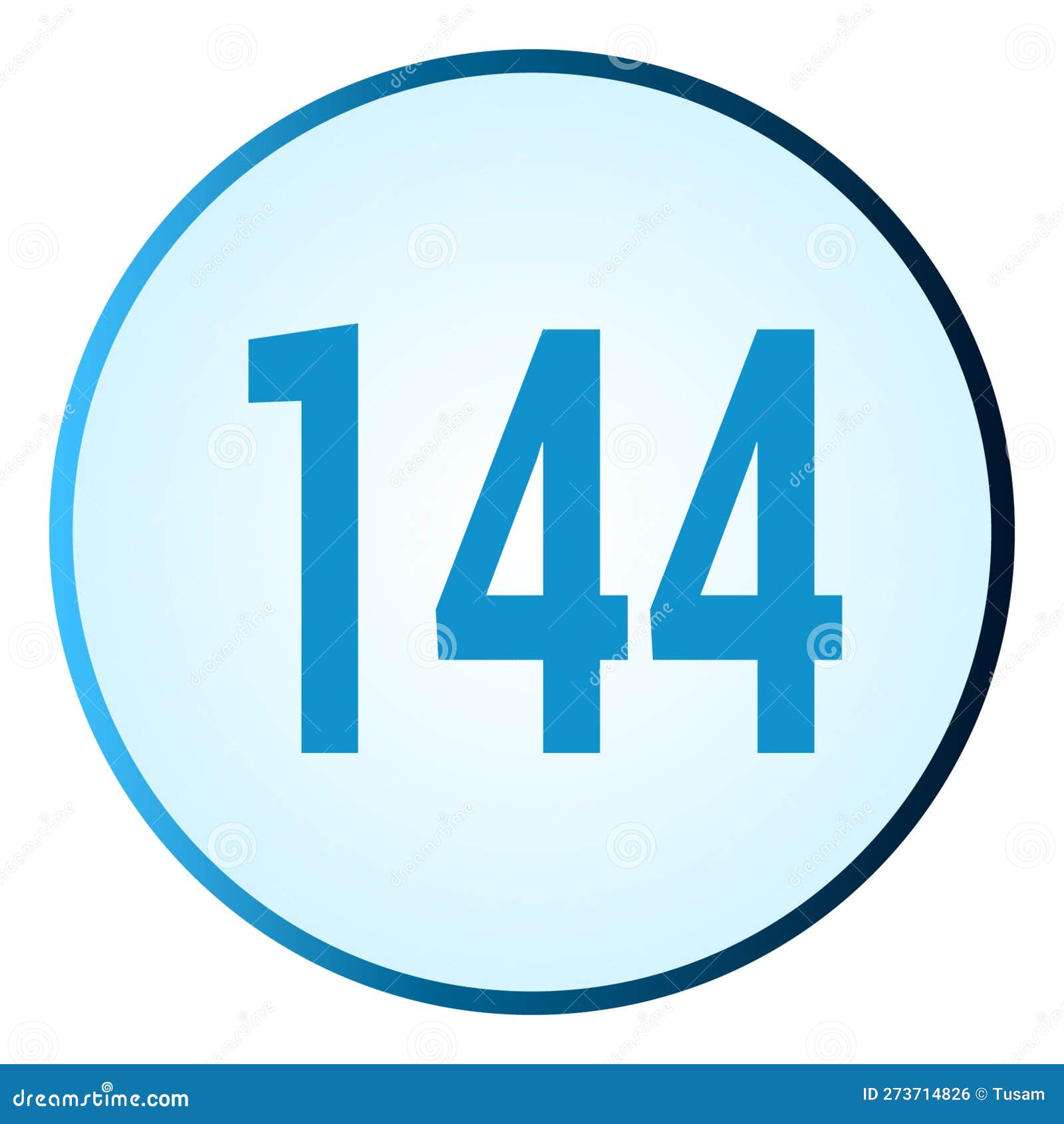 Number 144 Symbol or Logo with Round Frame in Blue Gradient Color Stock ...