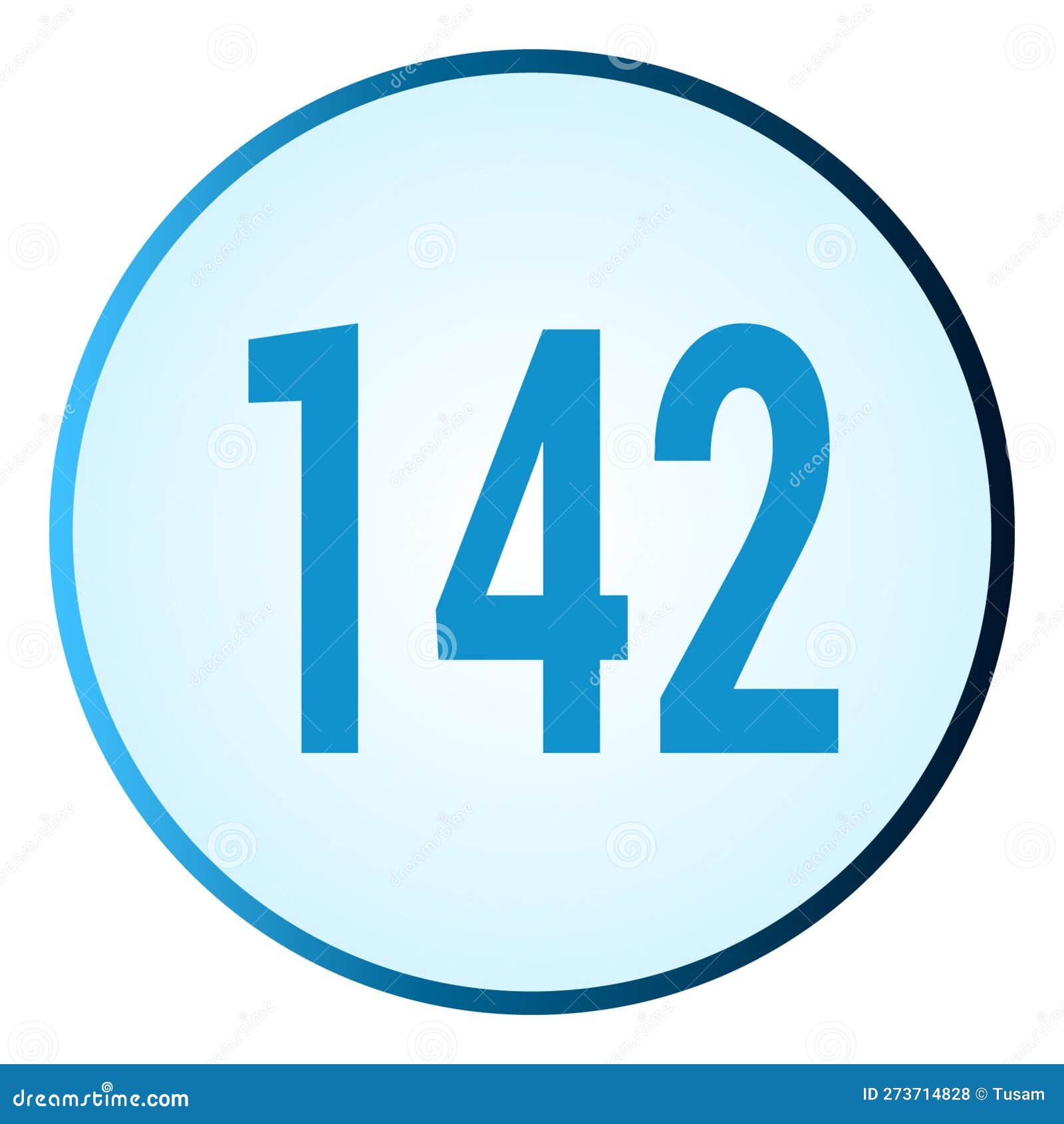 Number 142 Symbol or Logo with Round Frame in Blue Gradient Color Stock ...