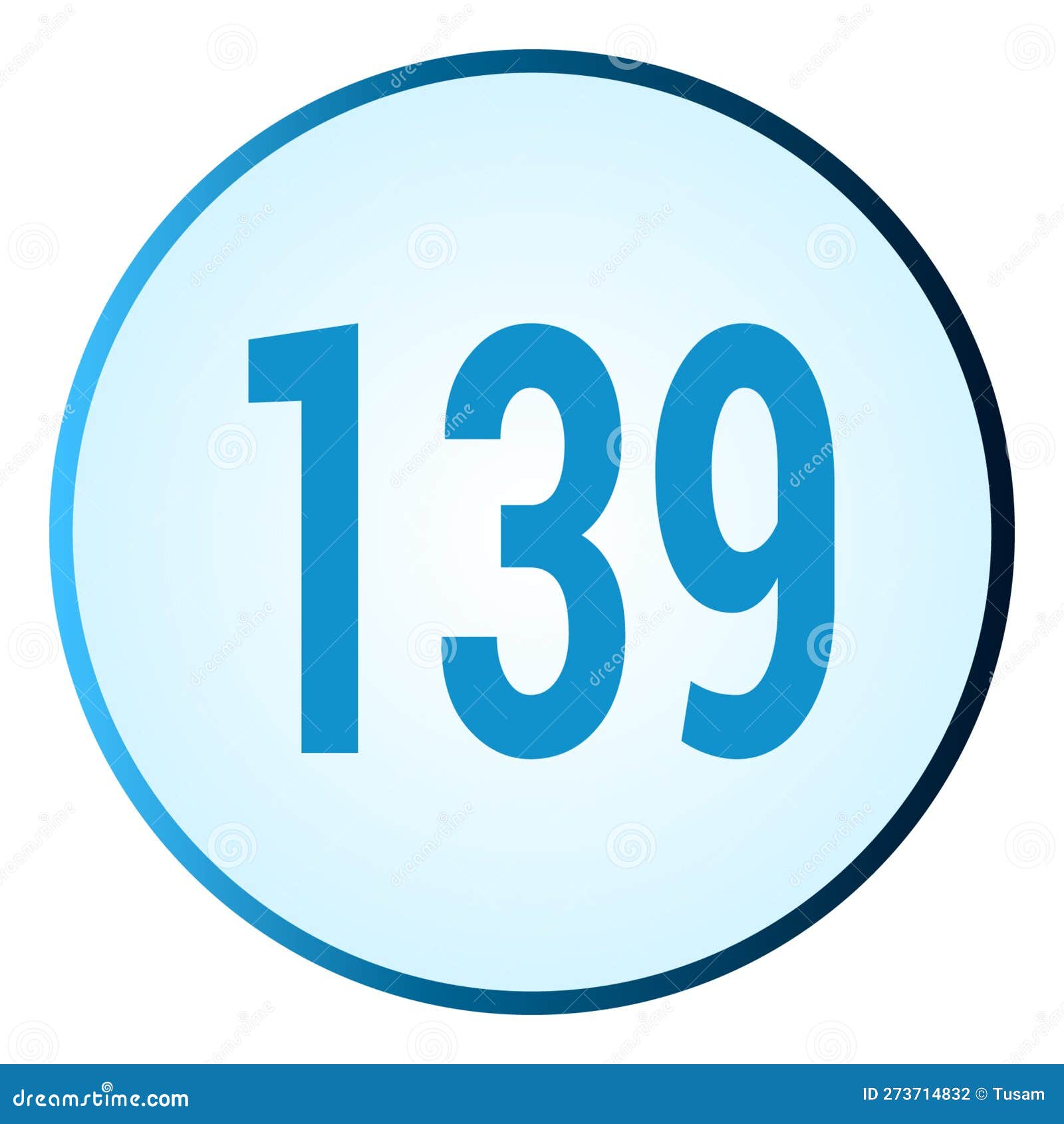 Number 139 Symbol or Logo with Round Frame in Blue Gradient Color Stock ...