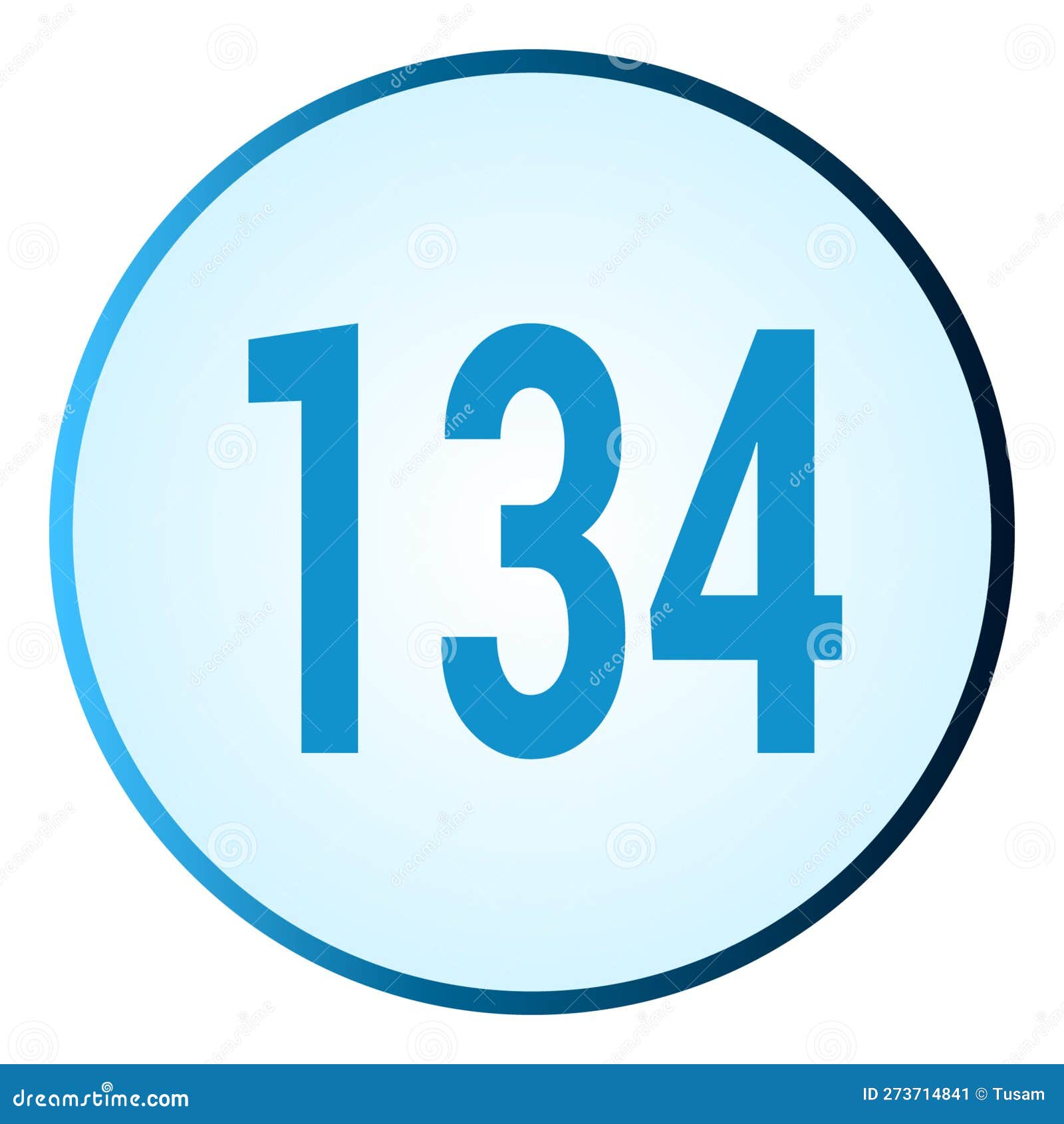 Number 134 Symbol or Logo with Round Frame in Blue Gradient Color Stock ...