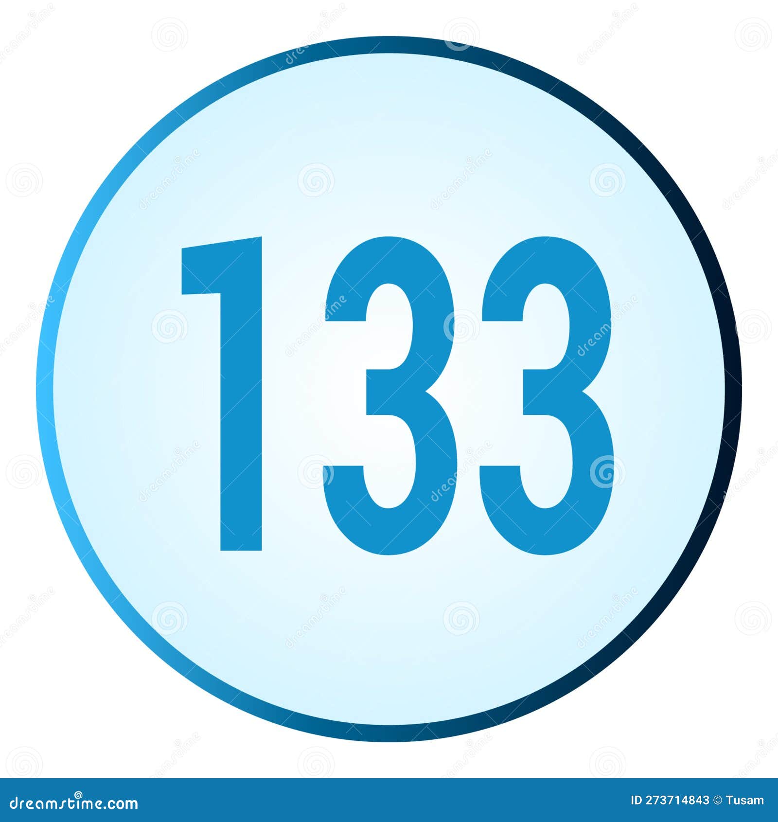 Number 133 Symbol or Logo with Round Frame in Blue Gradient Color Stock ...