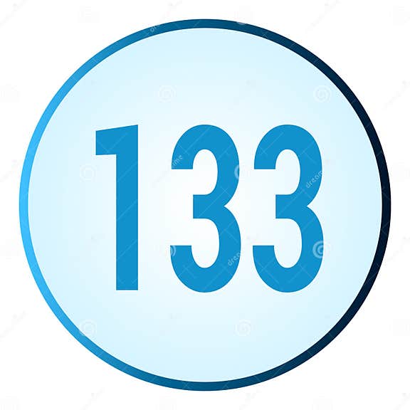 Number 133 Symbol or Logo with Round Frame in Blue Gradient Color Stock ...