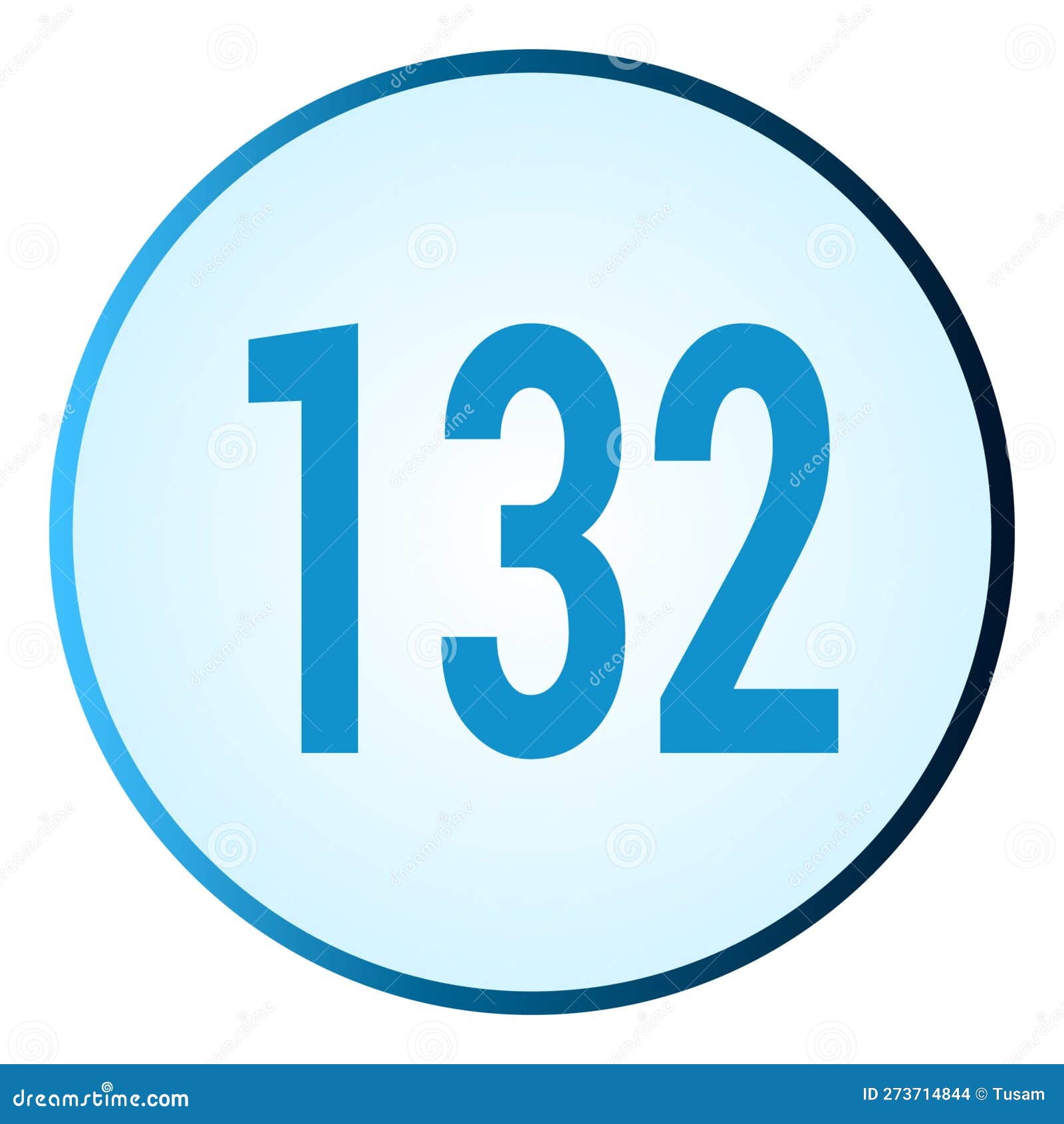 Number 132 Symbol or Logo with Round Frame in Blue Gradient Color Stock ...